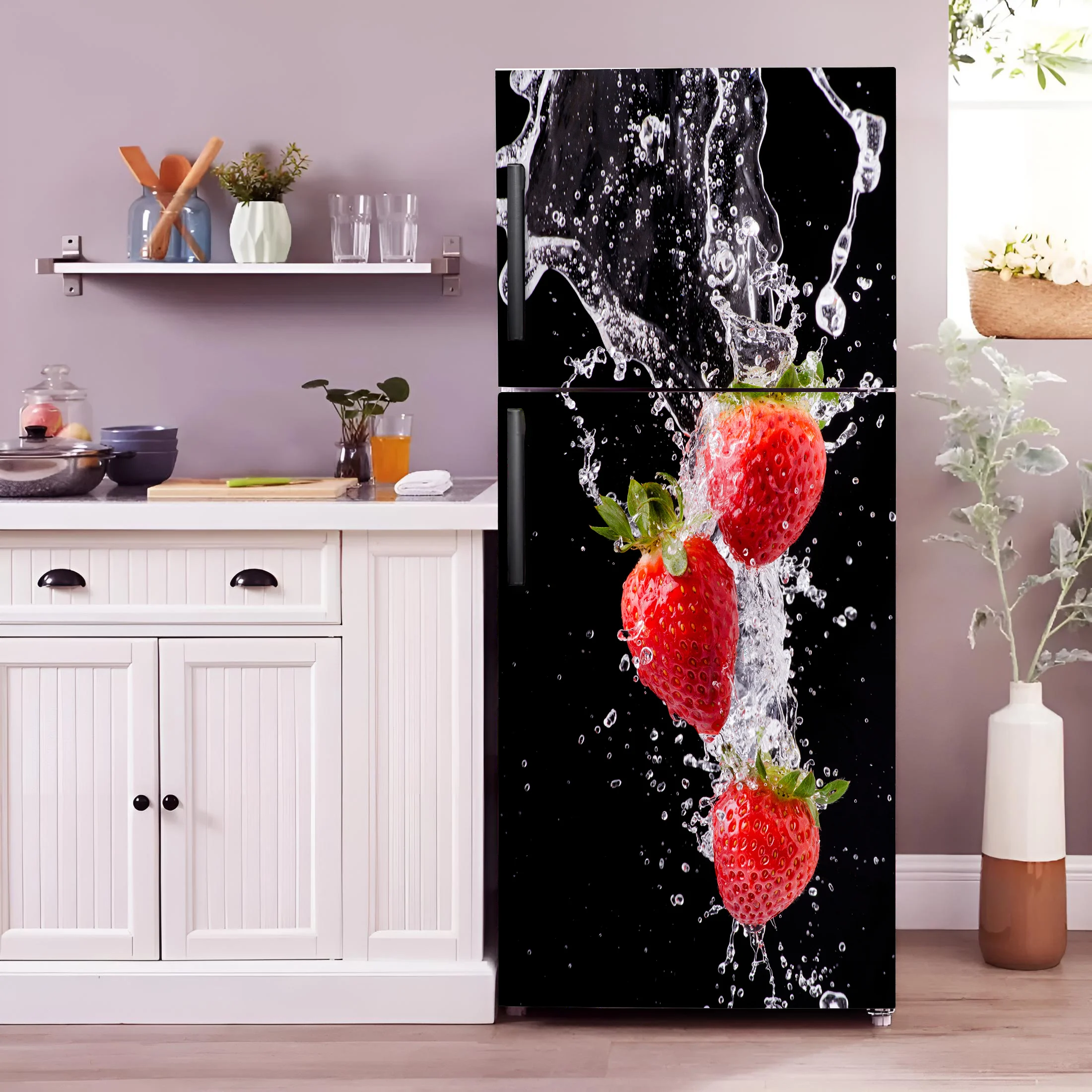 Lemon Red Wine Glass 3D Refrigerator Sticker Self-Adhesive Wallpaper ...