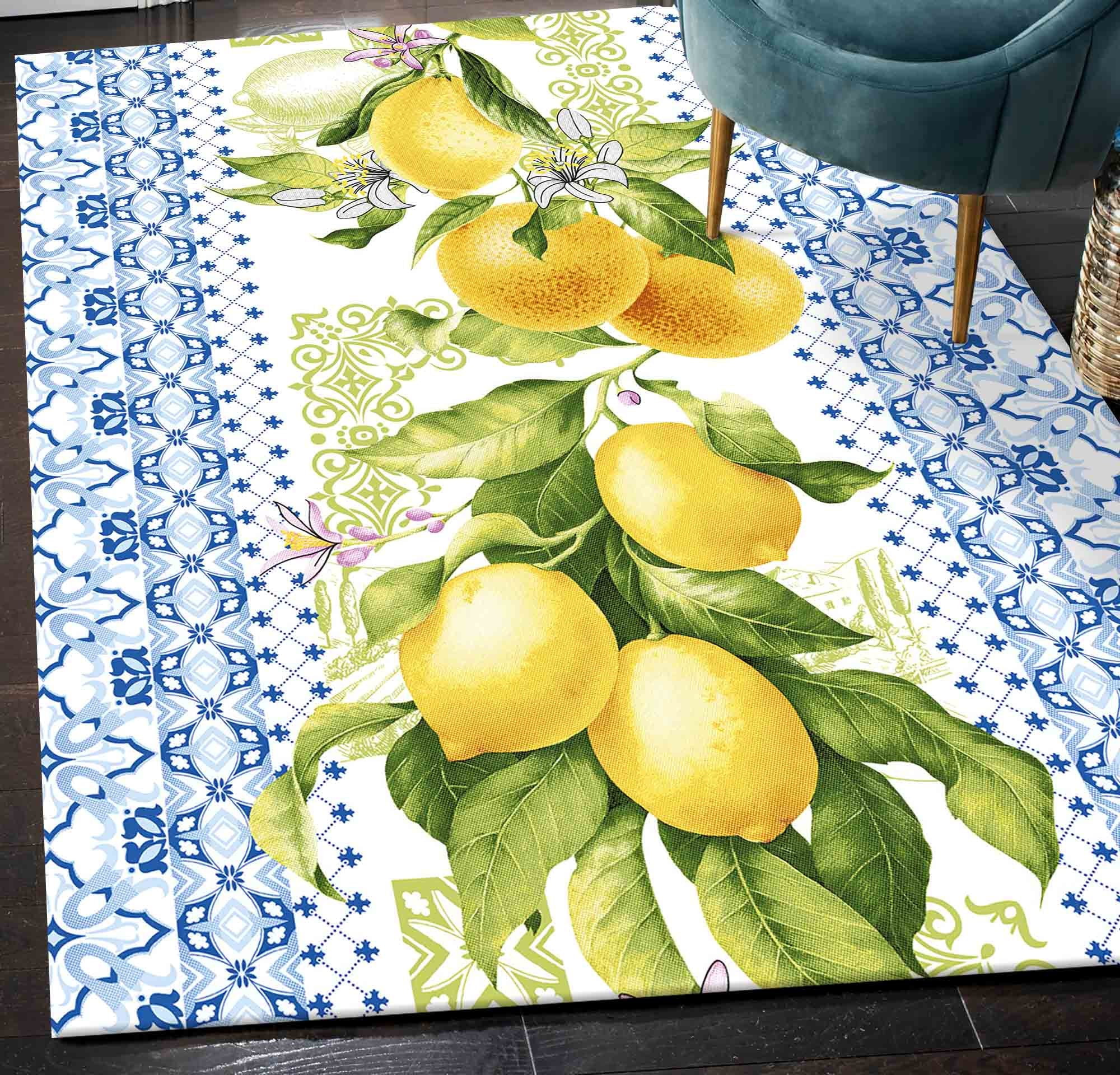 Lemon Rug, Blue Rugs, Yellow Rug, Modern Rug, Bath Rug, Hallway Rug ...