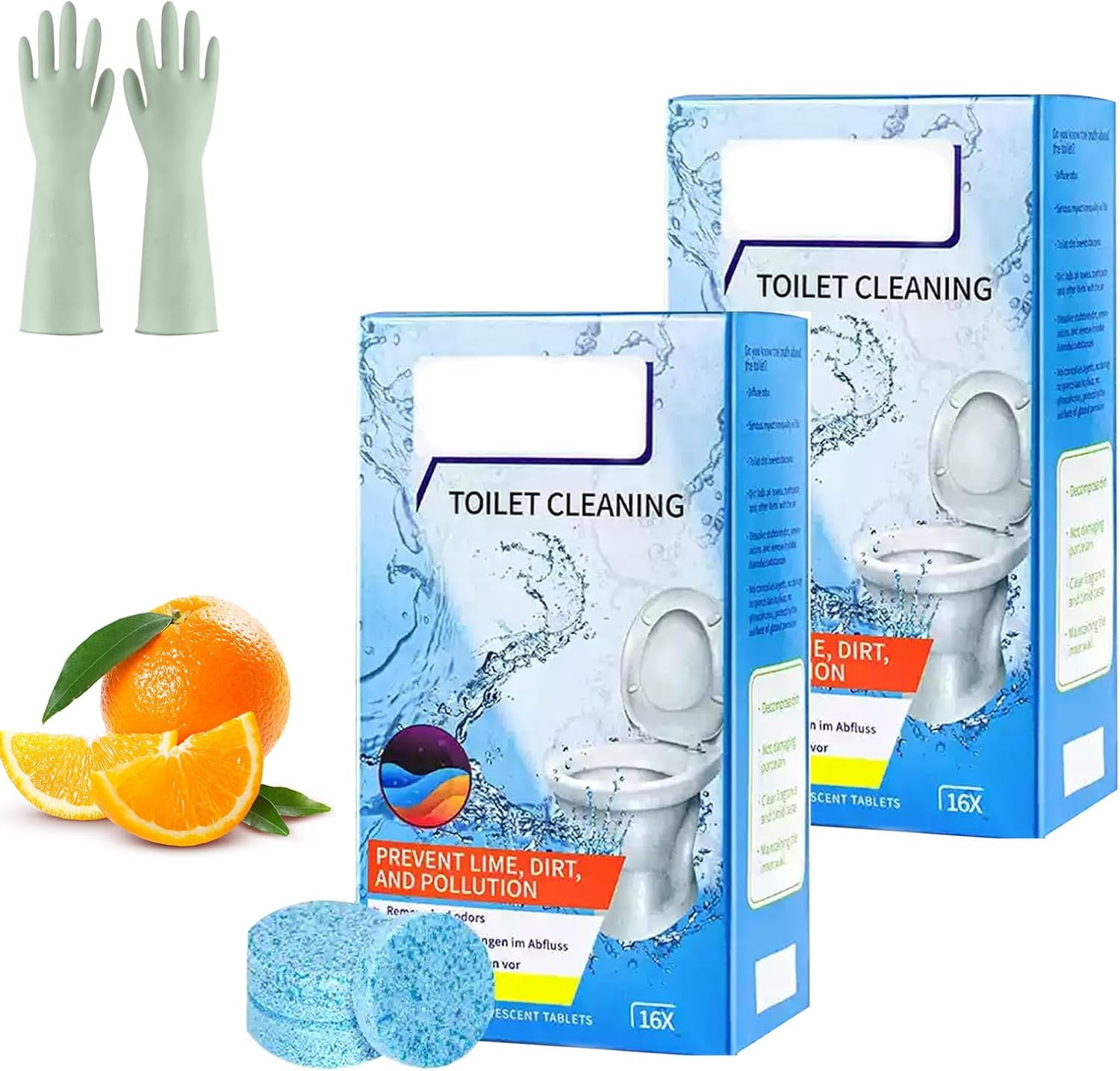 Lemon Scent Toilet Bowl Cleaner Tablets,1 Box/ 16 PCS,Ultra-Clean ...