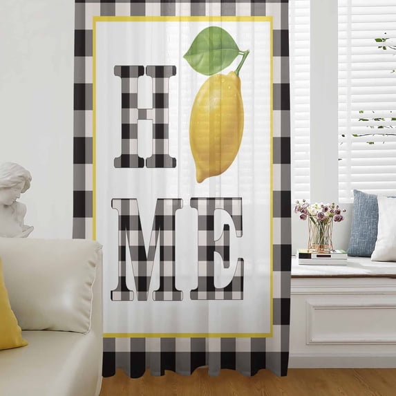 Lemon Semi Sheer Curtains Drapes for Living Room, Bedroom, French Doors ...