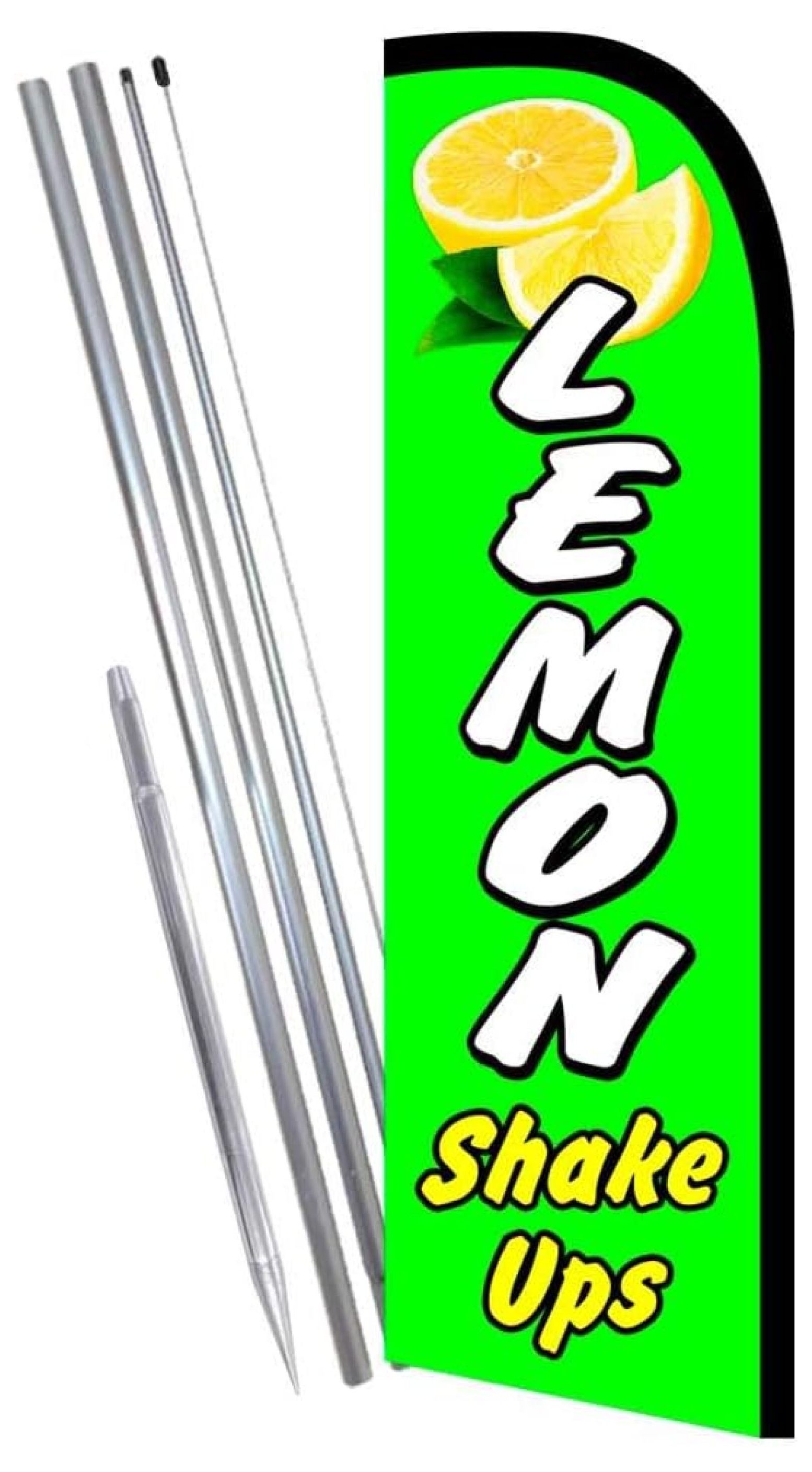 Lemon Shake Ups Premium Windless Banner Flag Kit (Flag, Pole, & Ground ...
