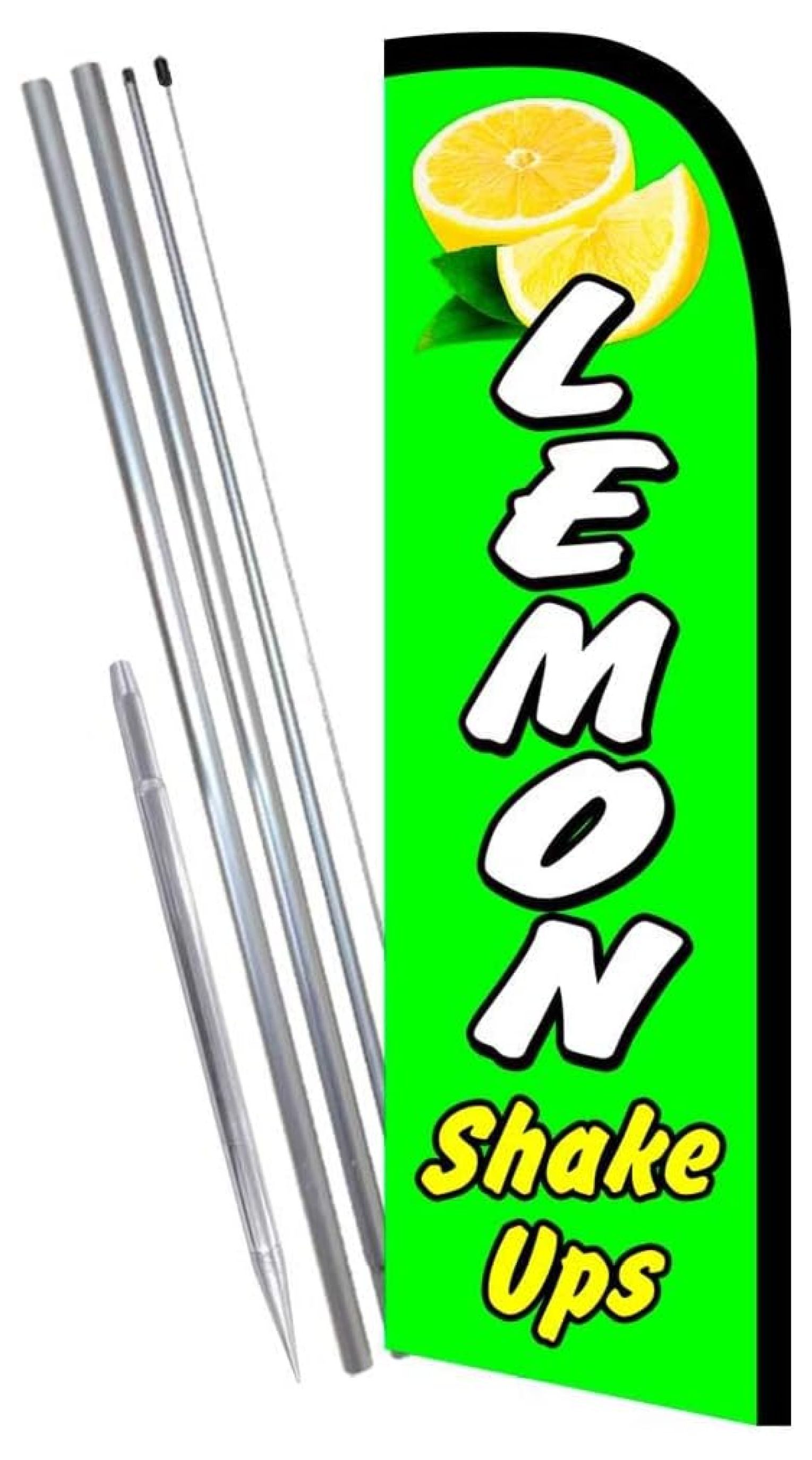 Lemon Shake Ups Premium Windless Banner Flag Kit (Flag, Pole, & Ground ...