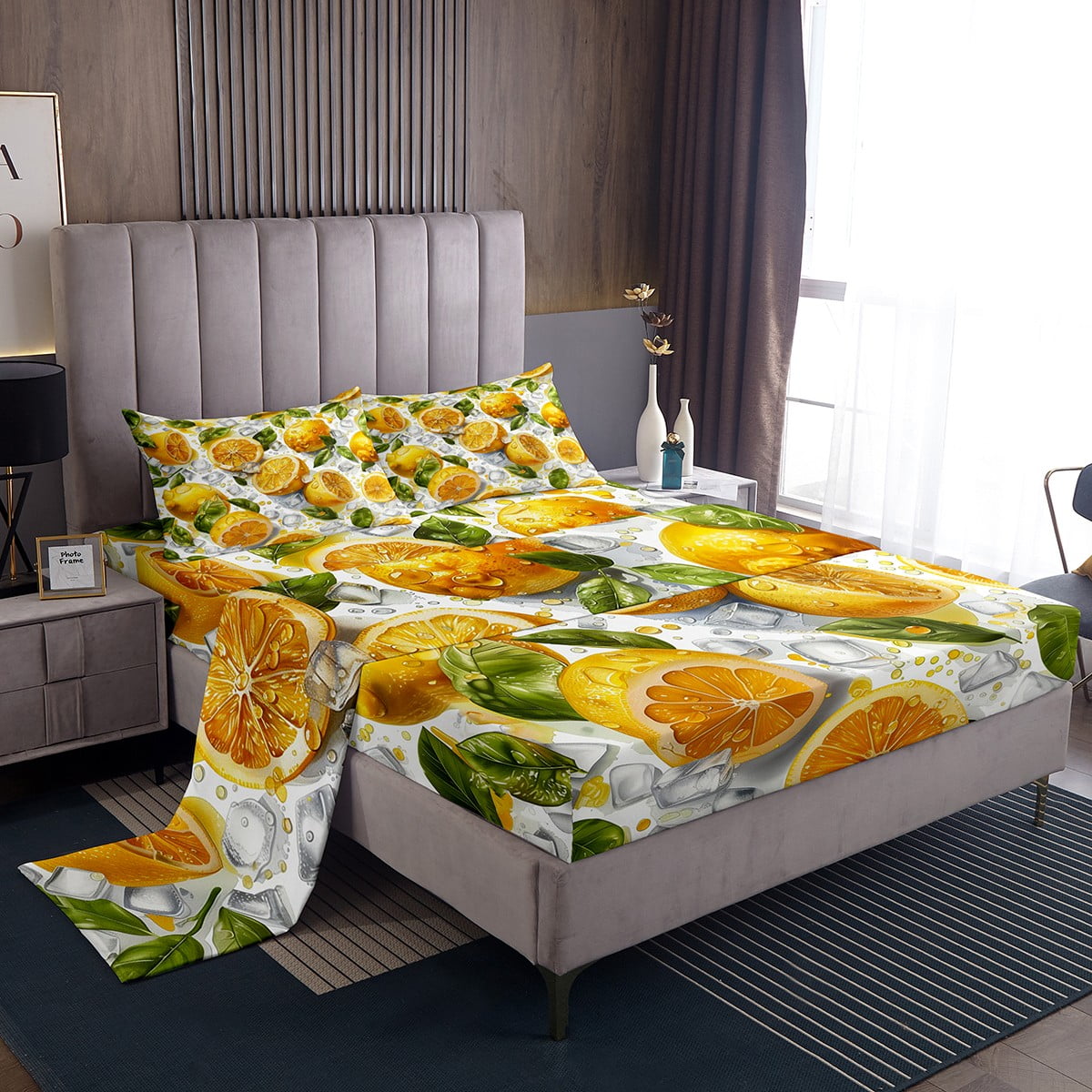 Lemon Sheet Set Queen Size Teens Summer Cool Style Bed Sheets Set 4 ...