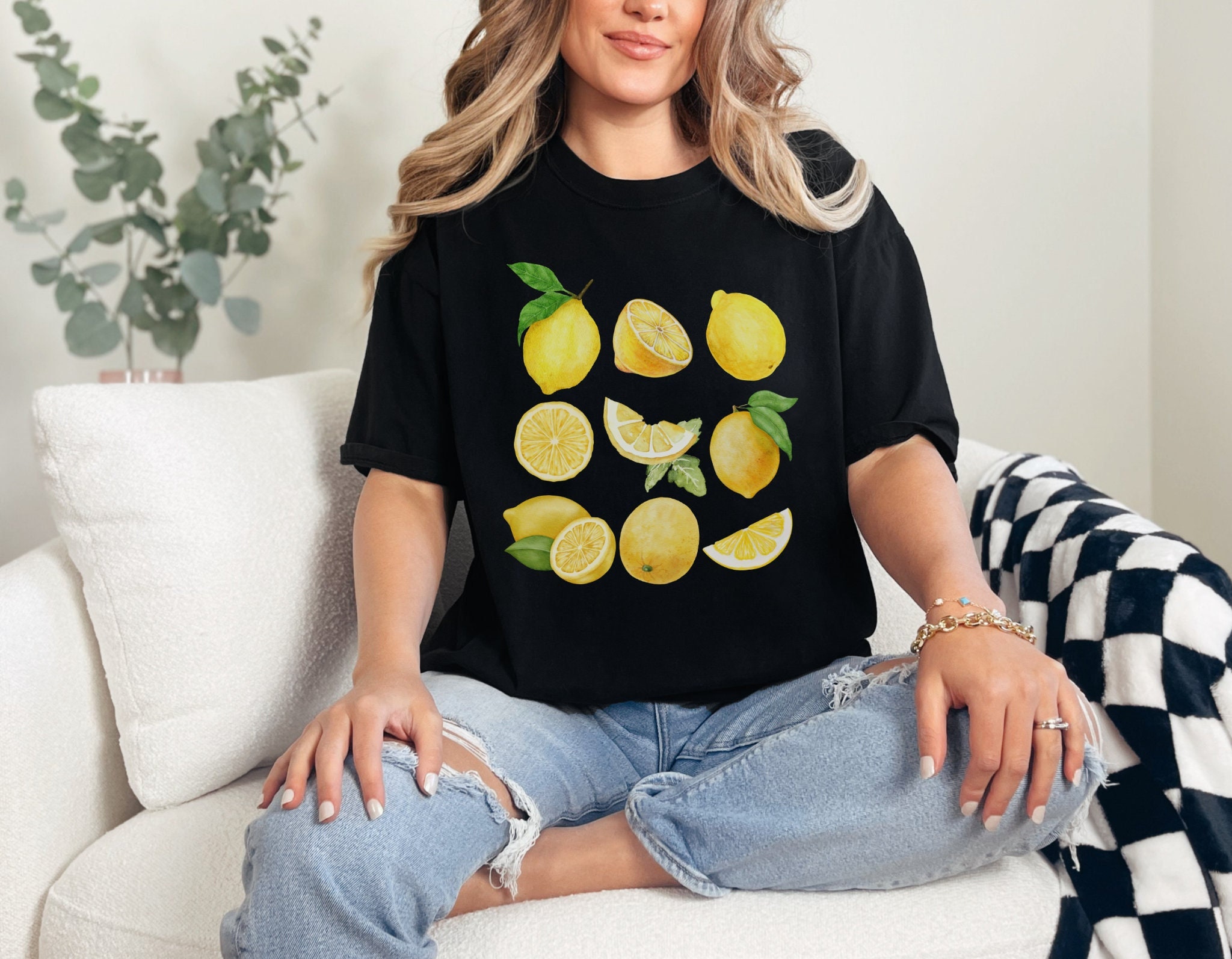Lemon Shirt Fruit Vintage Graphic Shirt Lemon Graphic Tees For Women ...