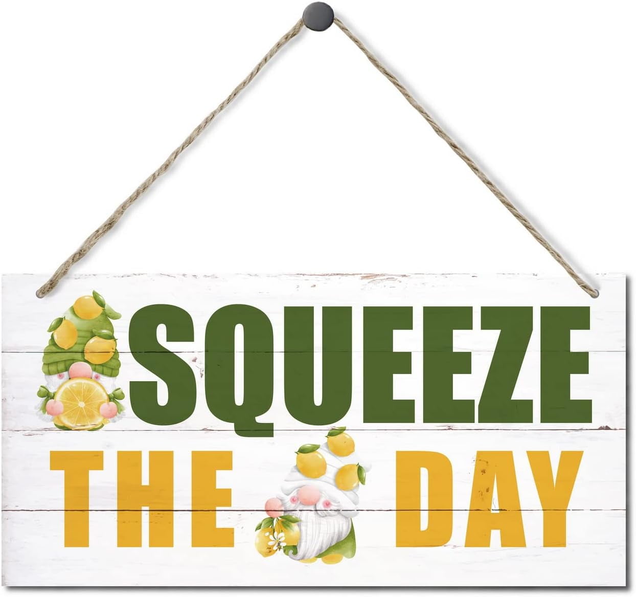 Lemon Sign Decor, Squeeze the Day, Hanging Wood Sign 6x12 Inch ...