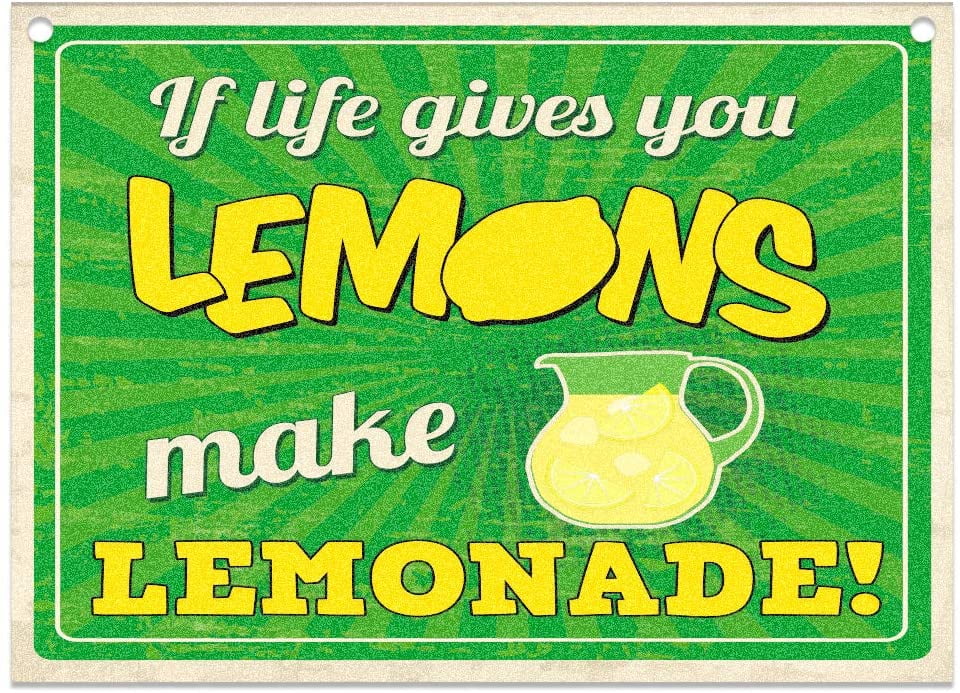 Lemon Sign If Life Gives You Lemons Make Lemonade 8.6"x 12" Funny Bar ...