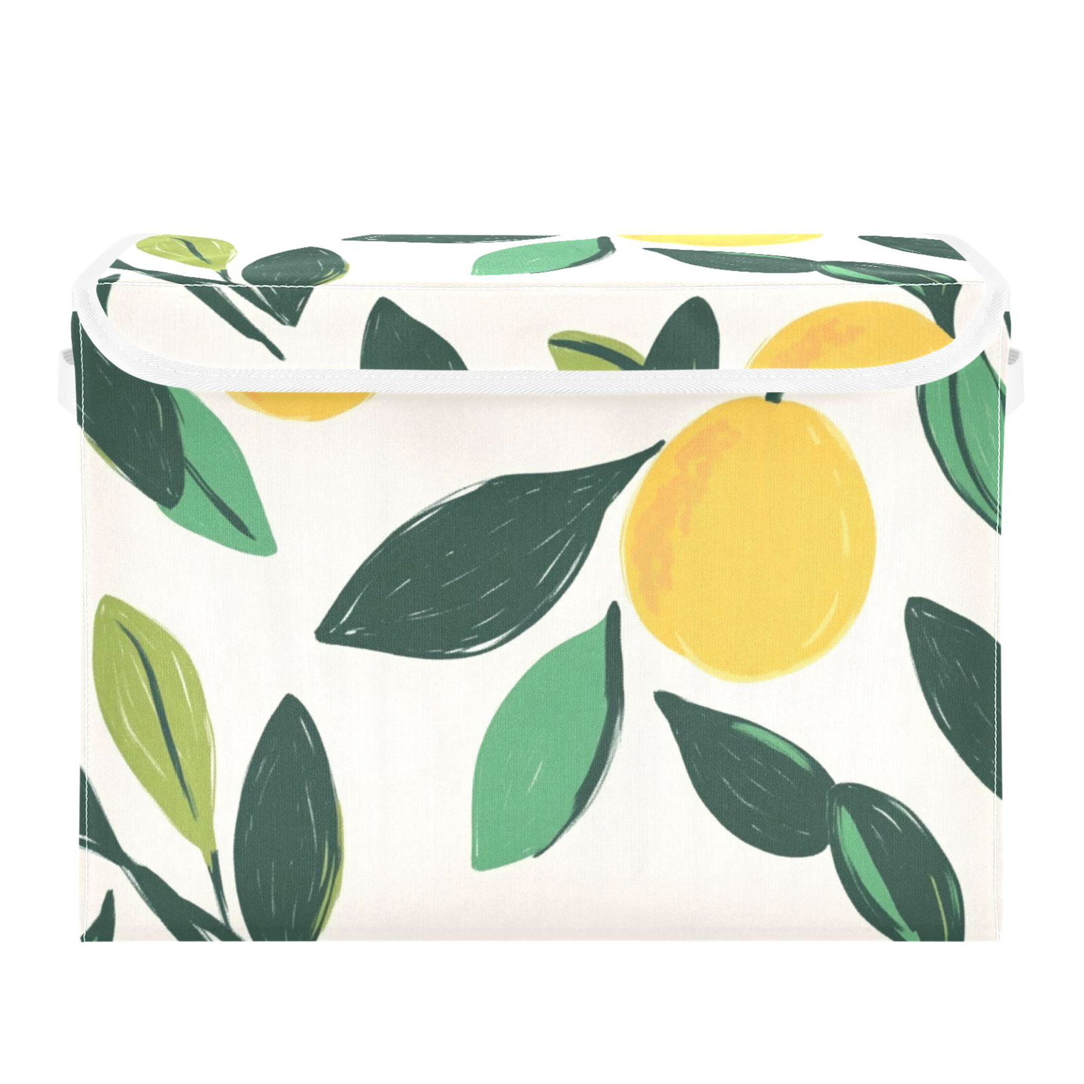Lemon Simple Chart Large Storage Bins with Linen Collapsible Lid ...