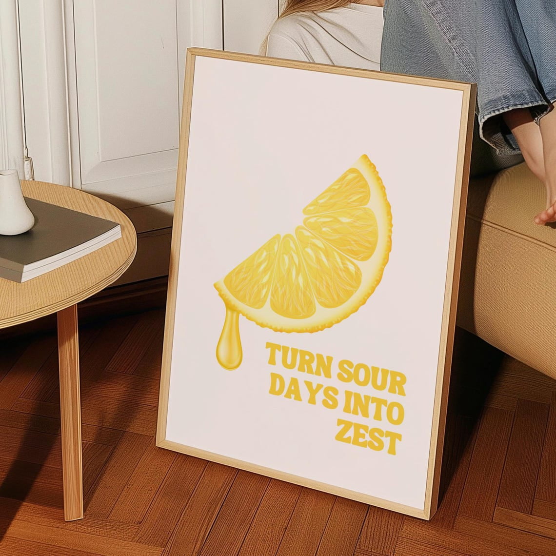 Lemon Slice Art Print, Zesty Motivational Kitchen Decor, Citrus Quote ...