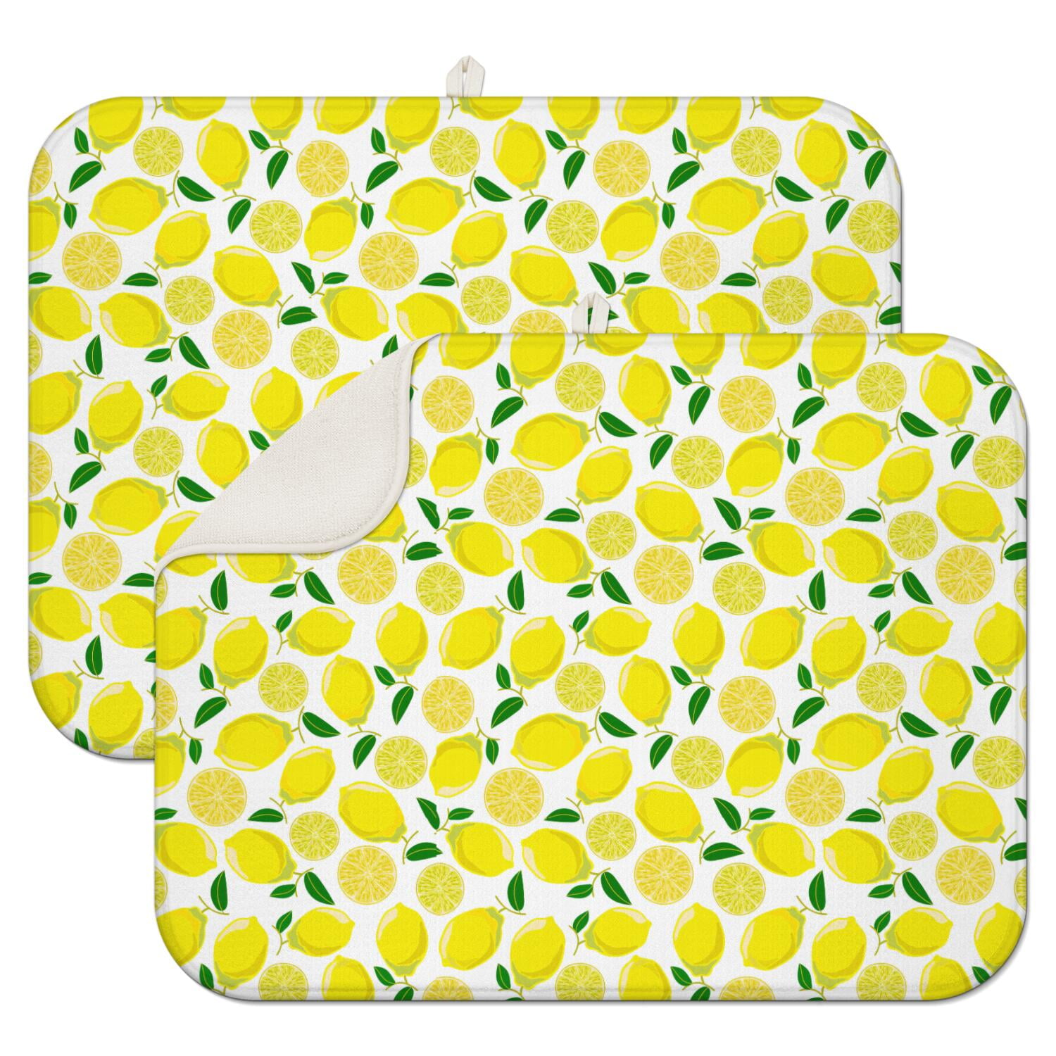 Lemon Slice Design Coffee Mat – Fresh Yellow Fruit Microfiber Drying ...