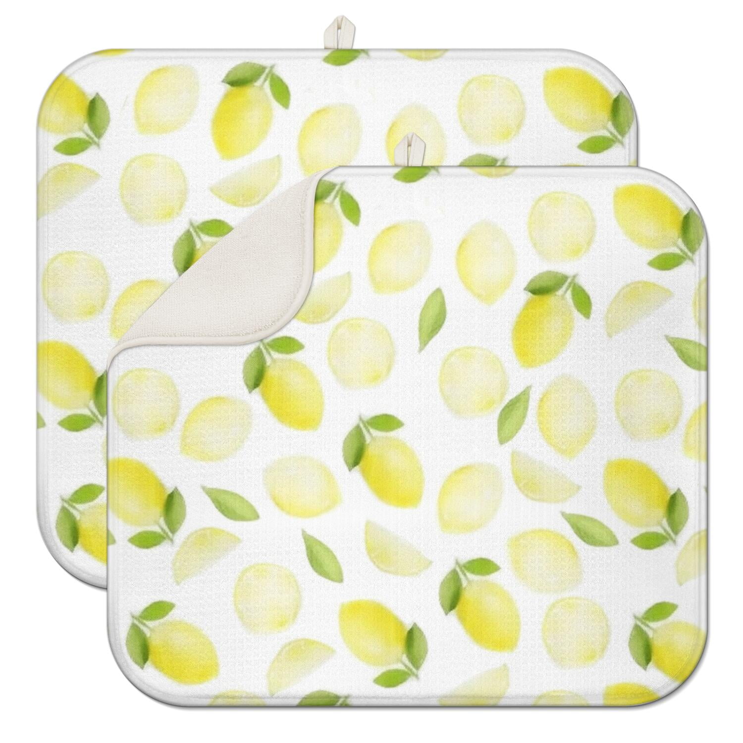 Lemon Slice Design Coffee Mat – Fresh Yellow Fruit Microfiber Drying ...