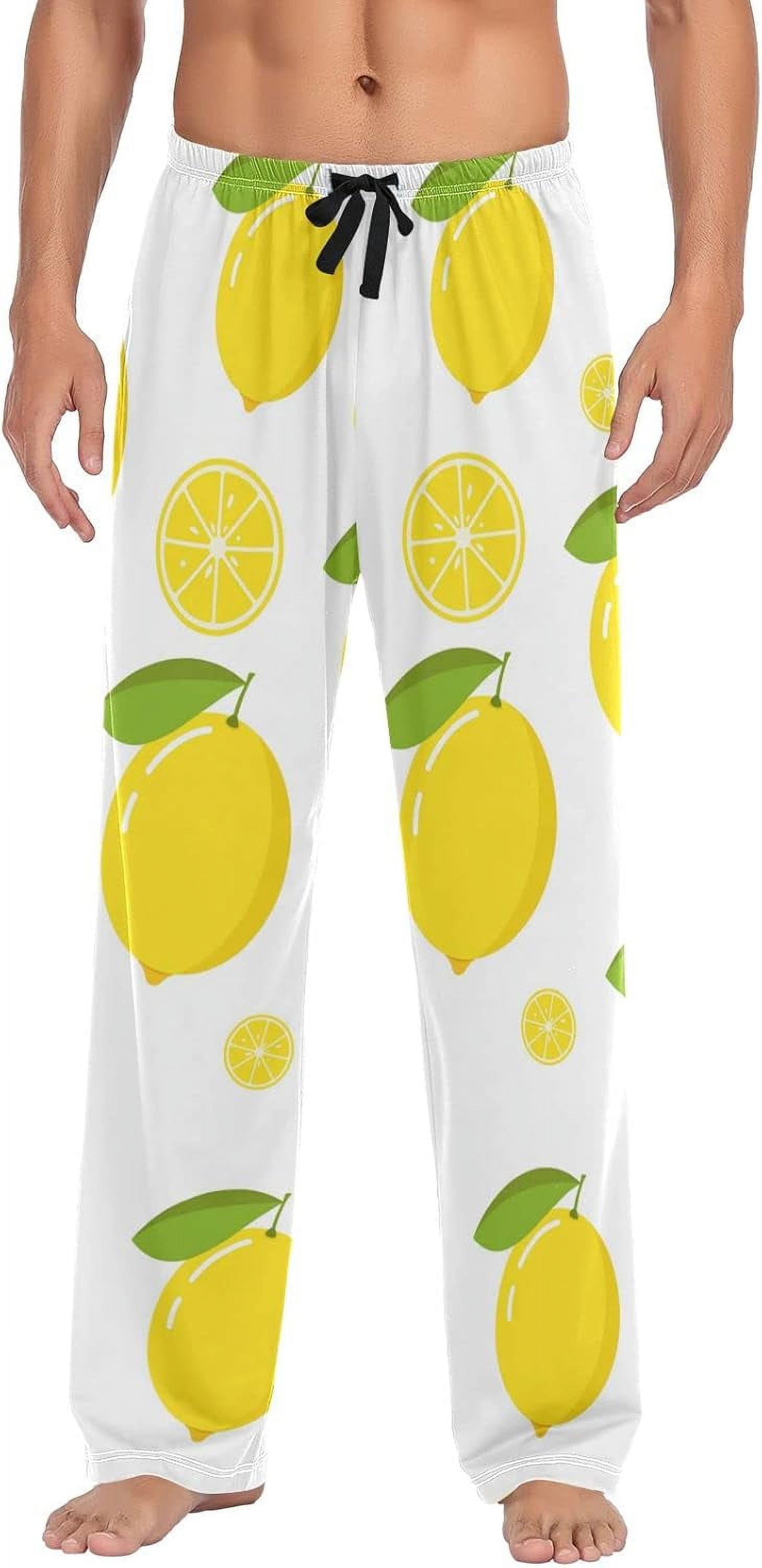 Lemon Slice Lemons With Leaf Mens Pajama Pants Sleepwear Lounge Men's ...