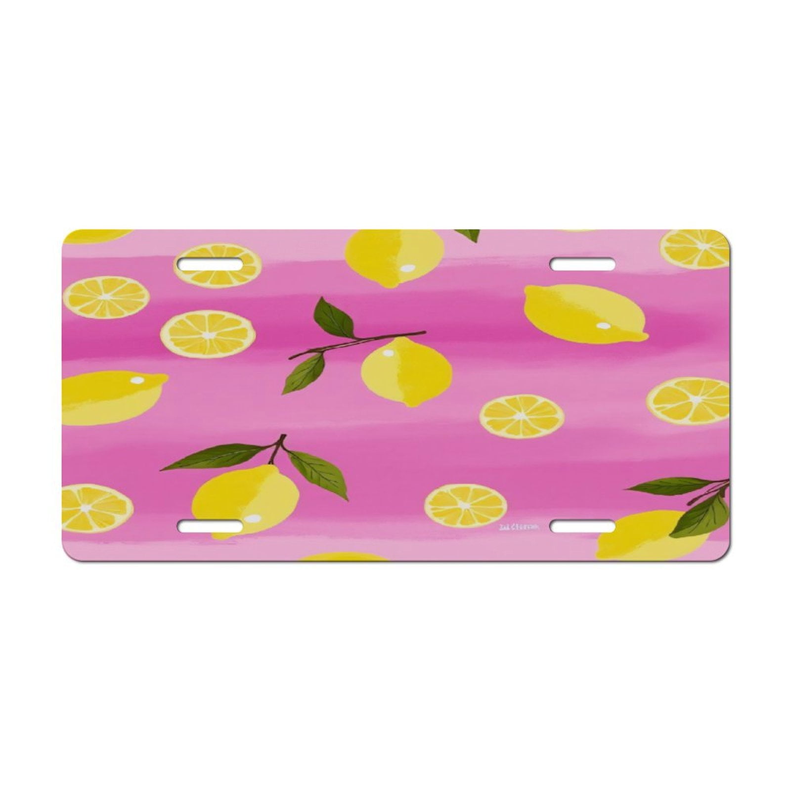 Lemon Slice Pink Background License Plate Lightweight Aluminum ...