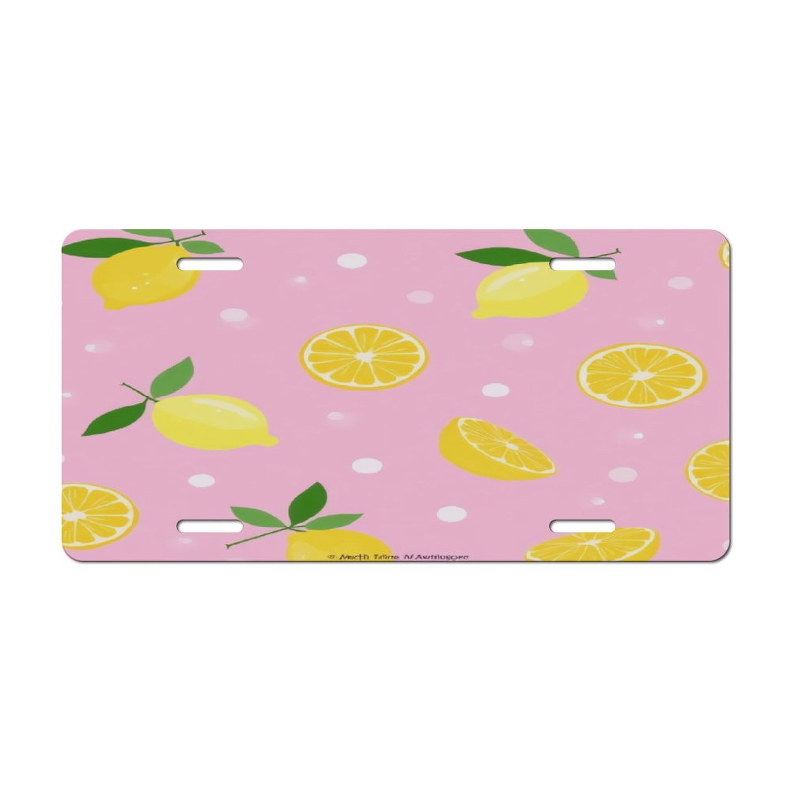 Lemon Slice Pink Pattern License Plate Lightweight Aluminum Automotive ...