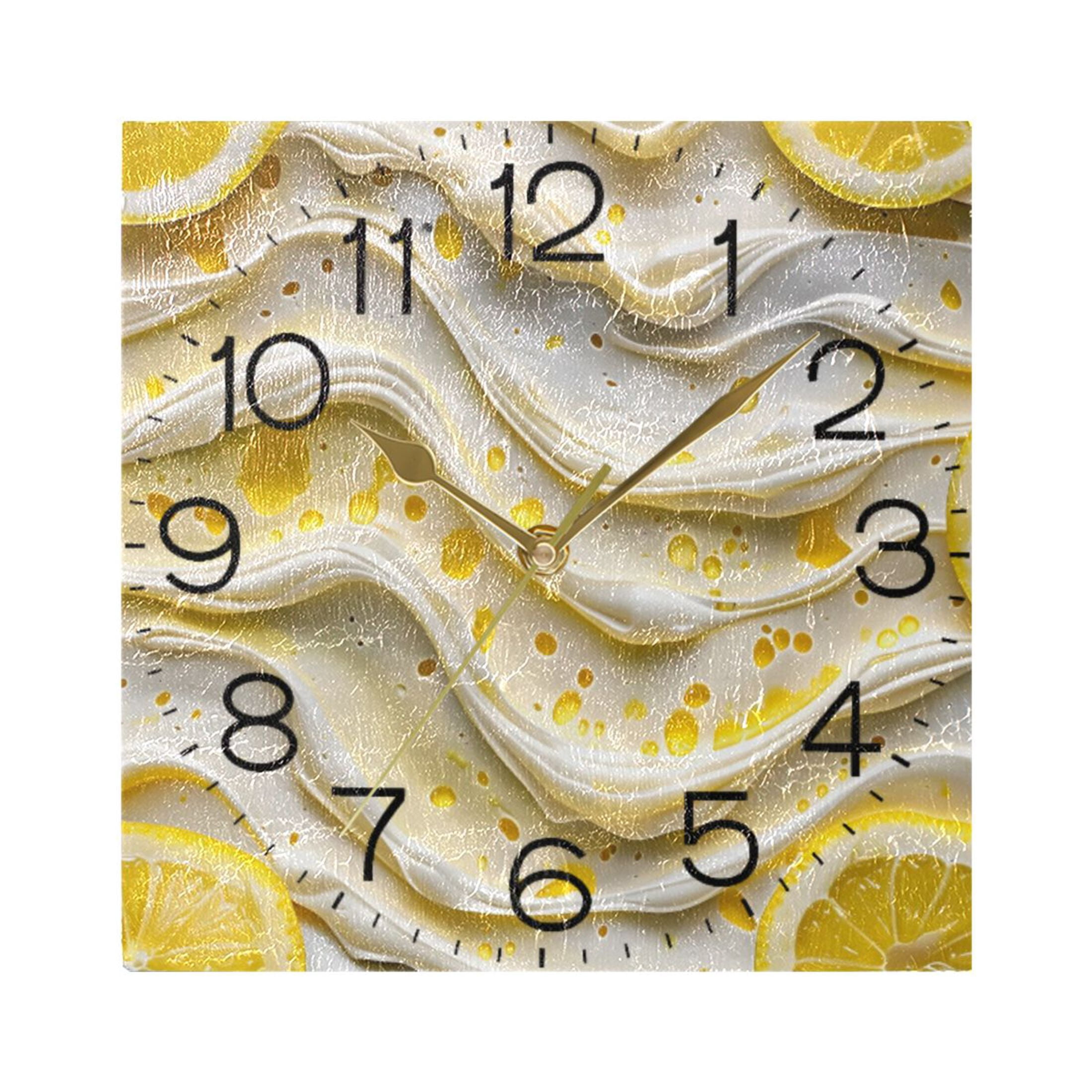 Lemon Slice and Cream Wall Clock 7.78" Non-Ticking Silent Battery ...