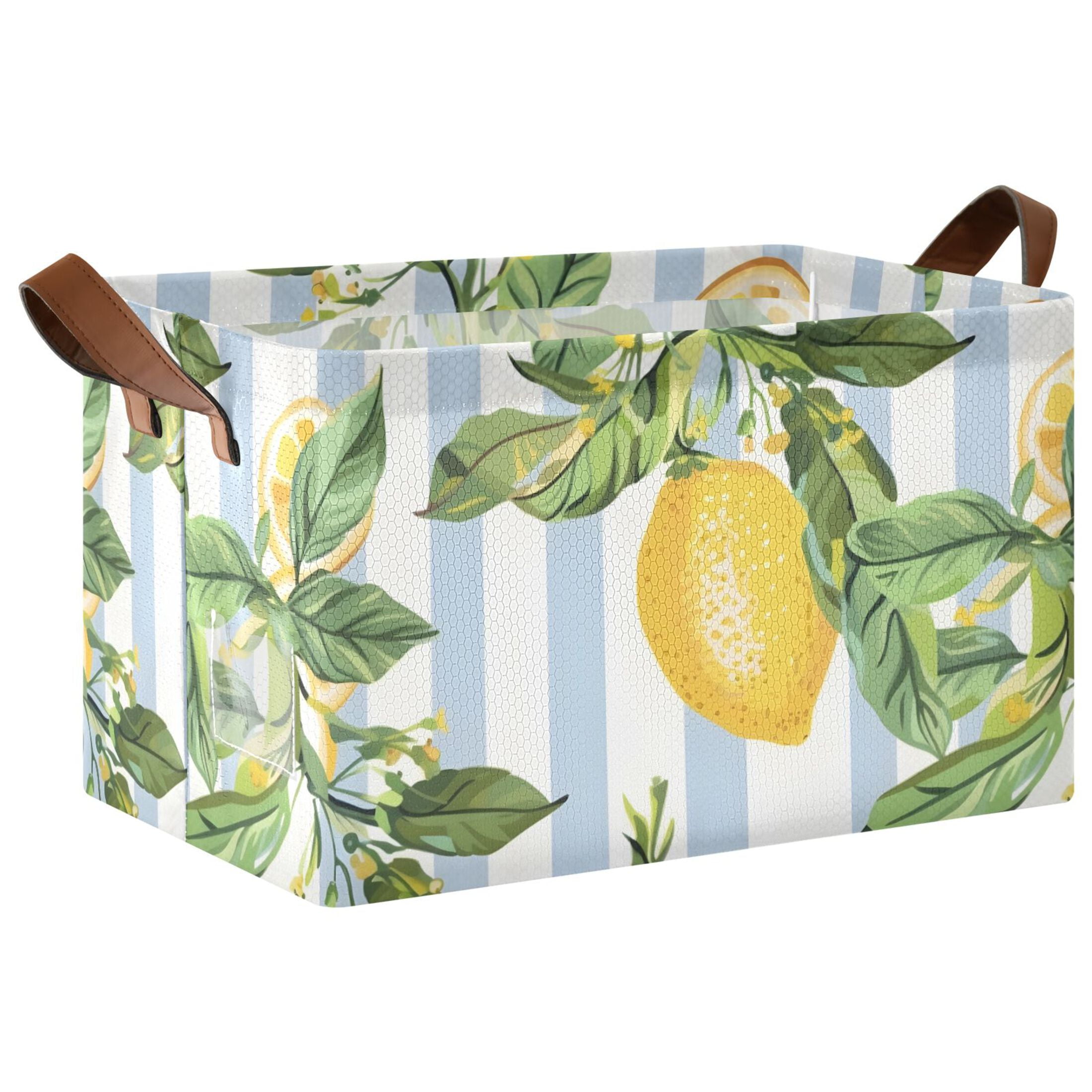 Lemon Slice and Leaves Collapsible Storage Bins Fabric Shelf Baskets ...