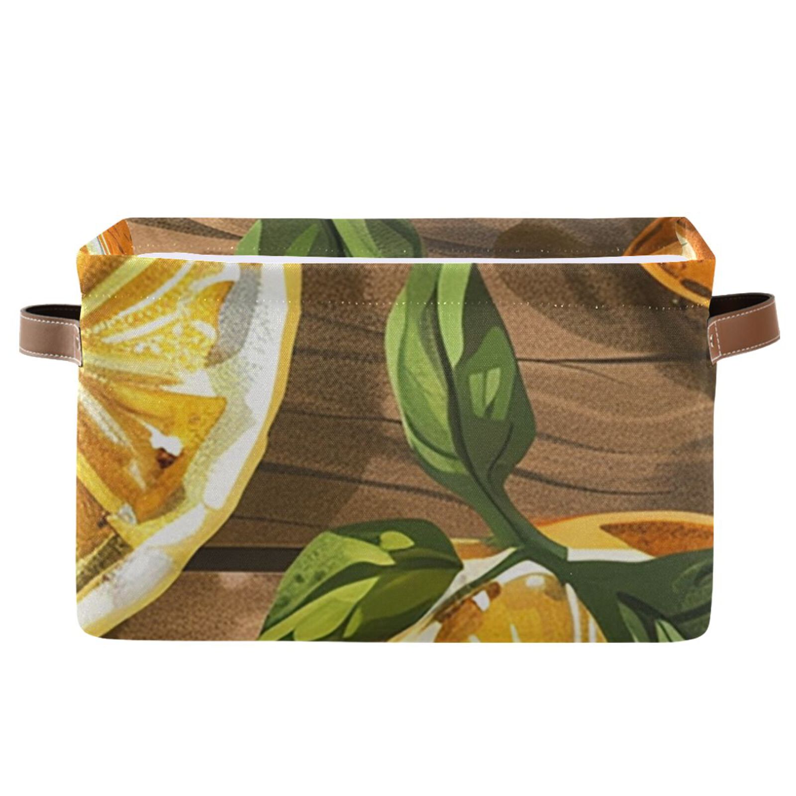 Lemon Slices Leaves Storage Bins Baskets With Handles Storage Box ...