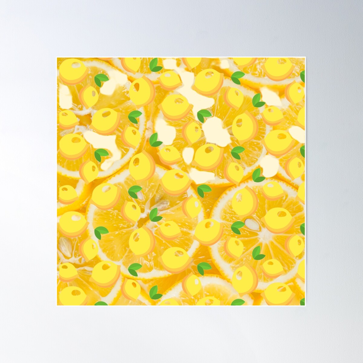 Lemon Slices, Lemons And Lemon Leaves Tropical Poster Wall Art, Modern ...