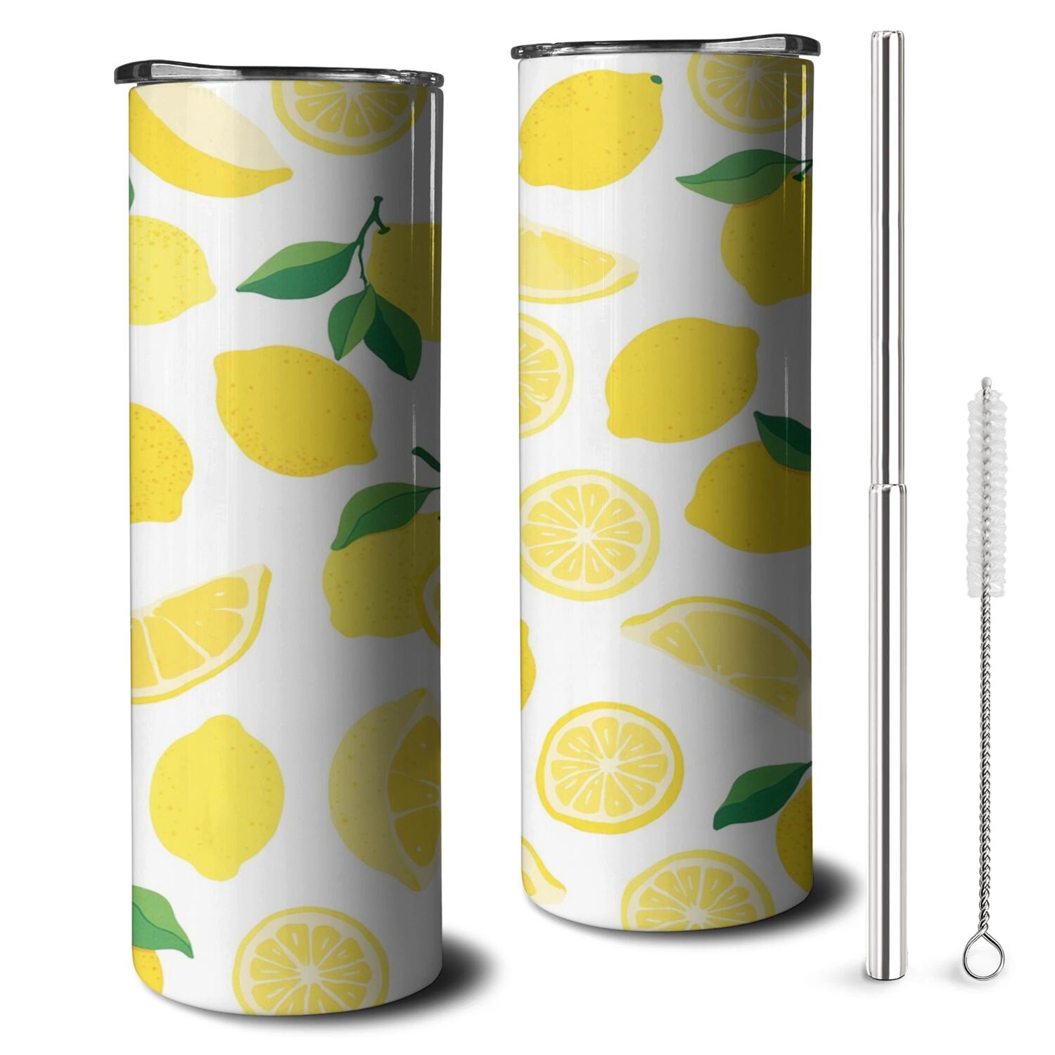 Lemon Slim Tumbler with Lid Straw Insulated Leakproof Travel Cups ...