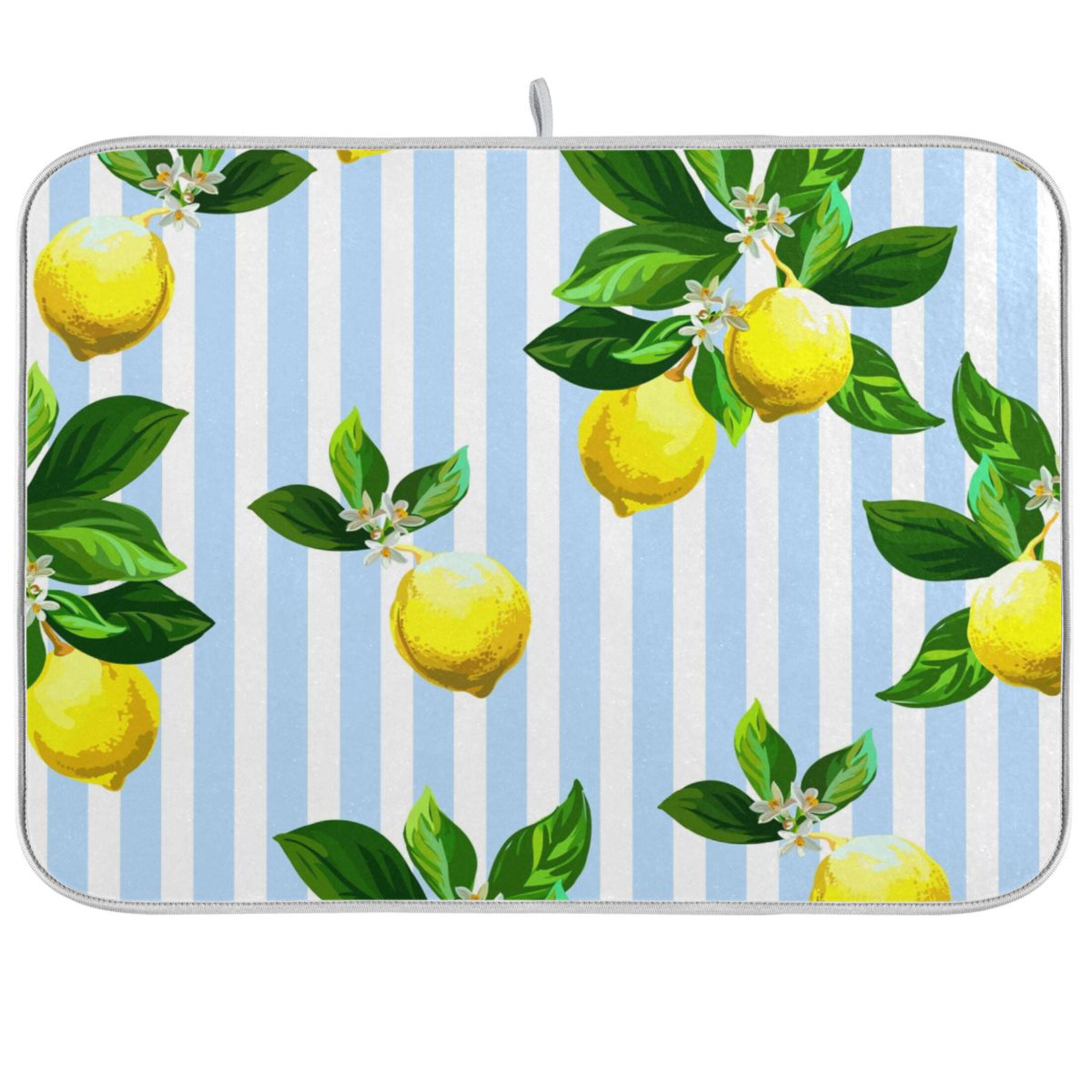 Lemon Stripe Dish Drying Mat Microfiber Kitchen Mats Large Counter ...