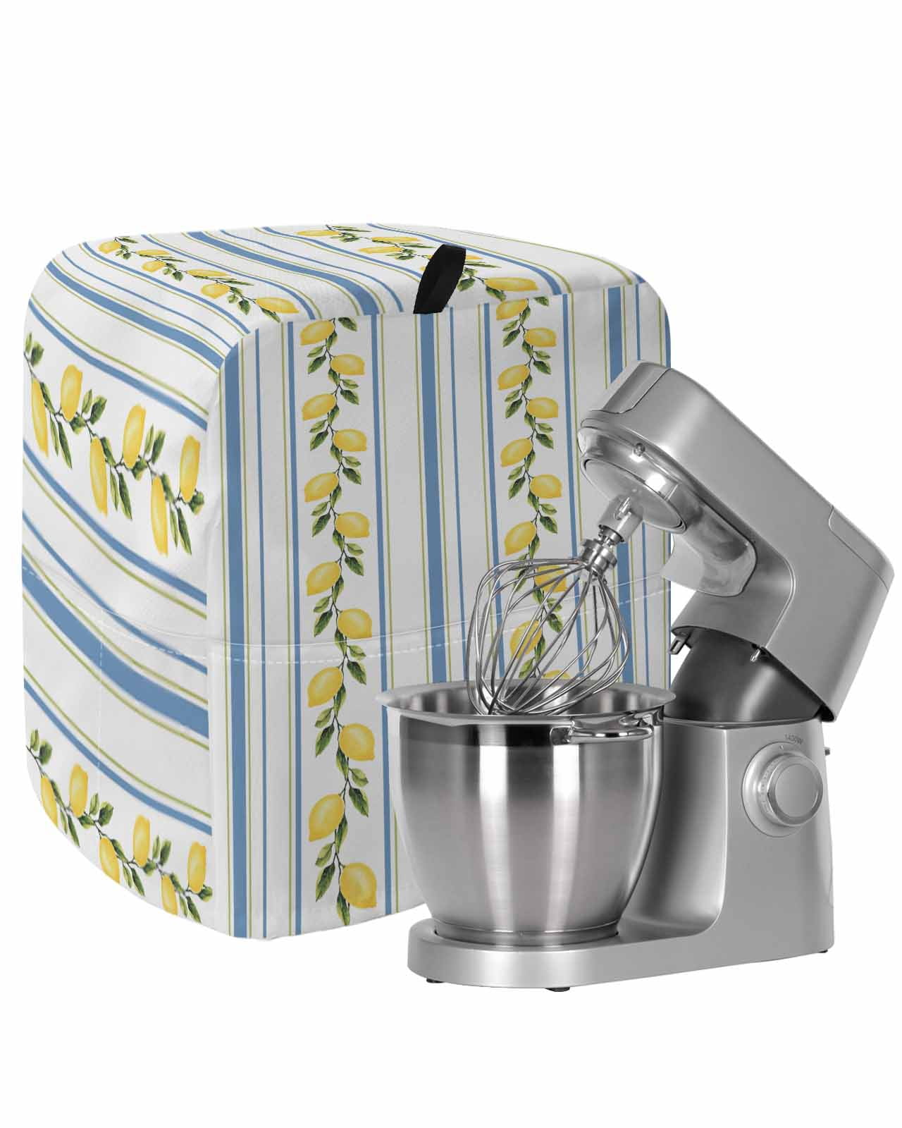 Lemon Striped Stand Mixer Dust Cover with Storage Pocket & Handles ...