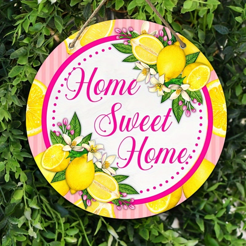 Lemon Style Wooden Hang Tag Sign, Sweet Home Pink Lemon Sign ...