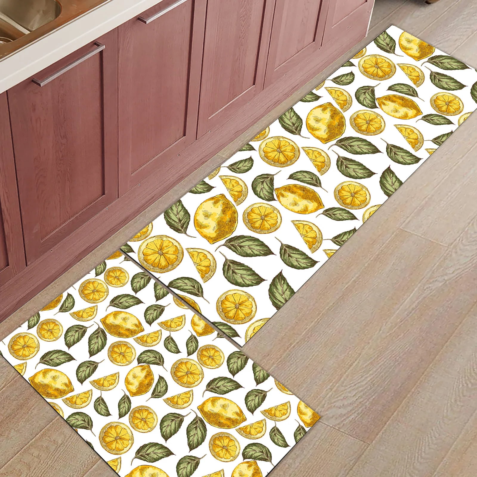 Lemon Summer Fruit Leaves Carpet Kitchen Mat for Home Bedroom Living ...