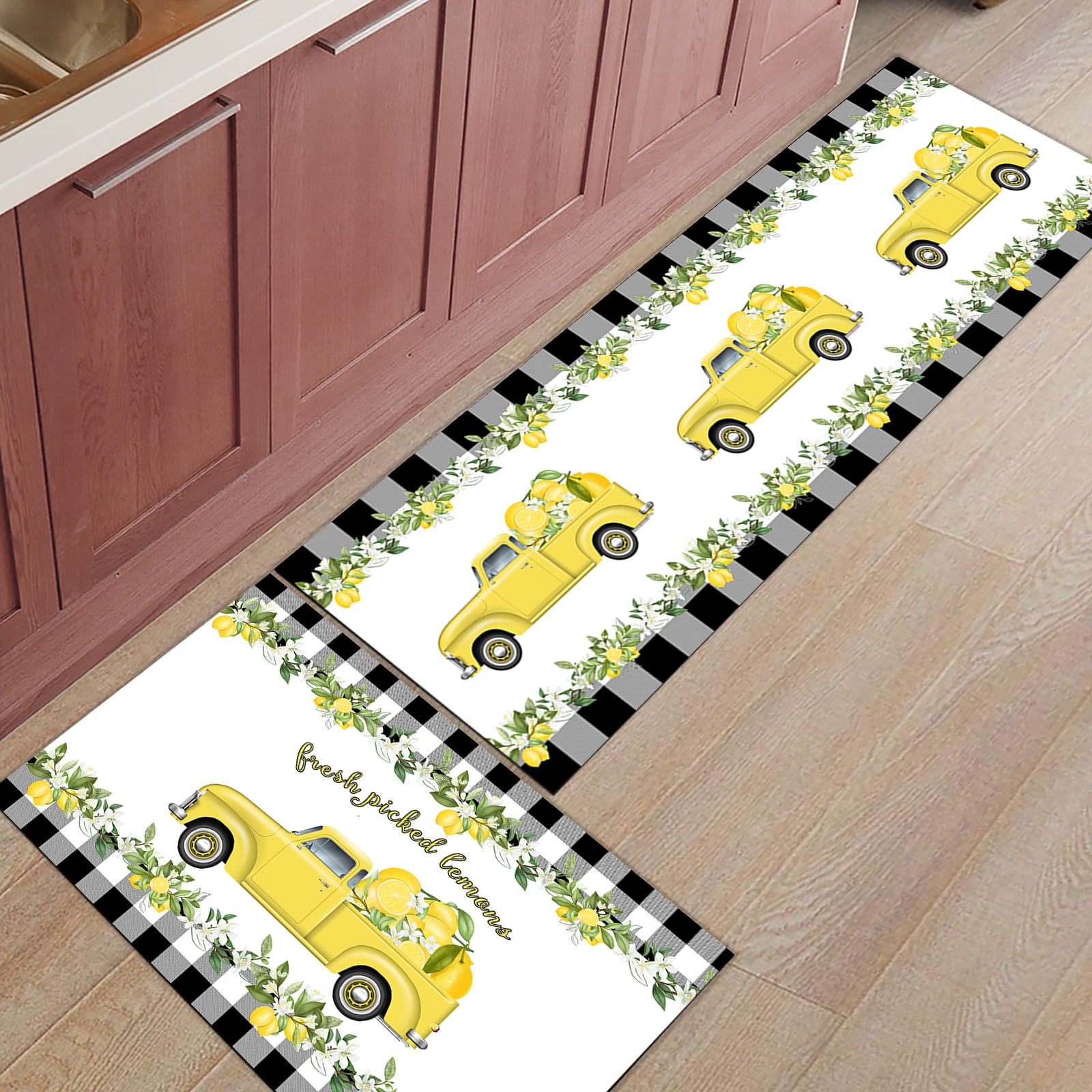 Lemon Summer Fruit Leaves Carpet Kitchen Mat for Home Bedroom Living ...