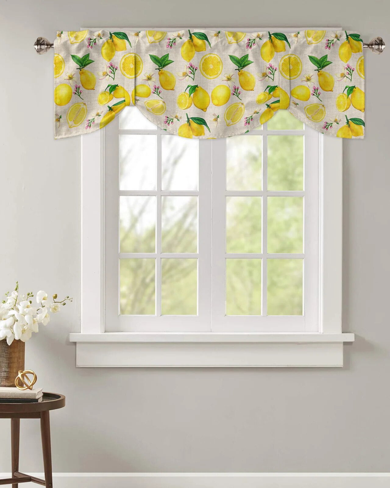 Lemon Summer Fruit Window Curtain Kitchen Cabinet Coffee Tie-Up Valance ...