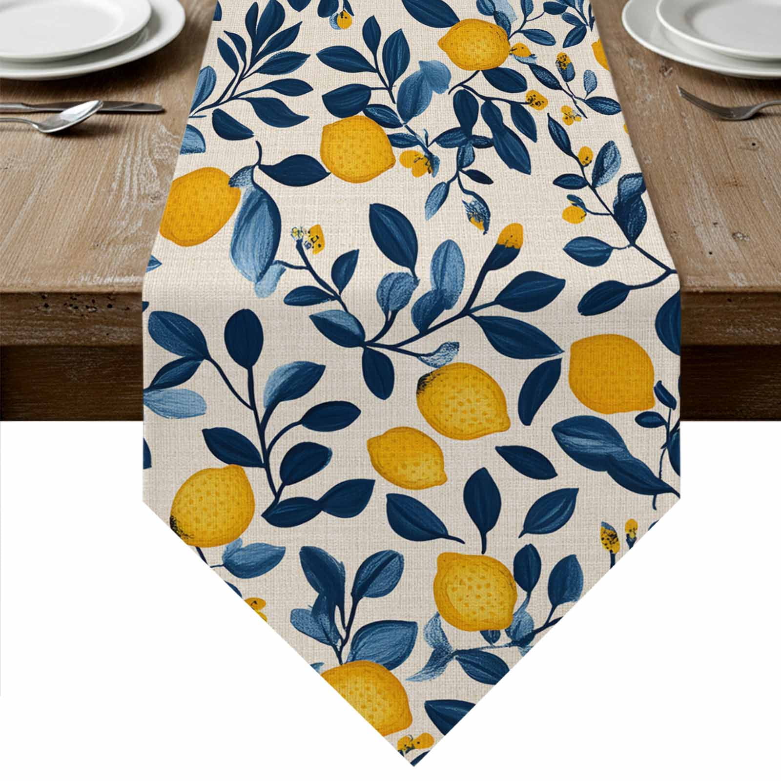 Lemon Summer Table Runner Linen Burlap Table Runner 70 Inches Long ...
