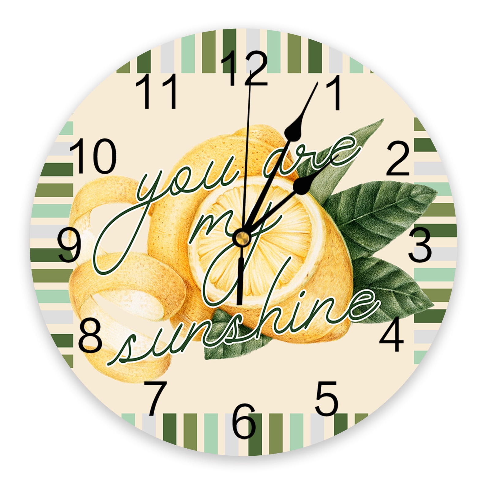 Lemon Summer Text Stripes Wall Clock For Modern Home ration Teen Room ...