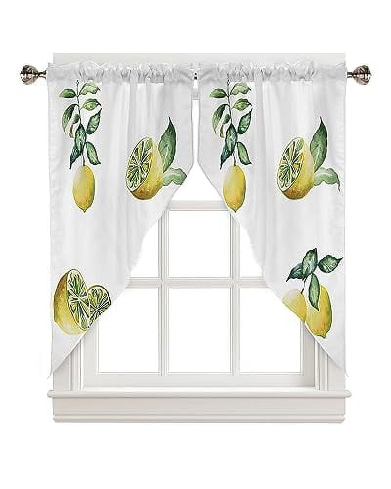 Lemon Swag Valance Curtains Summer Fruit Rod Pocket Kitchen Curtains Scalloped Window Treatment ...