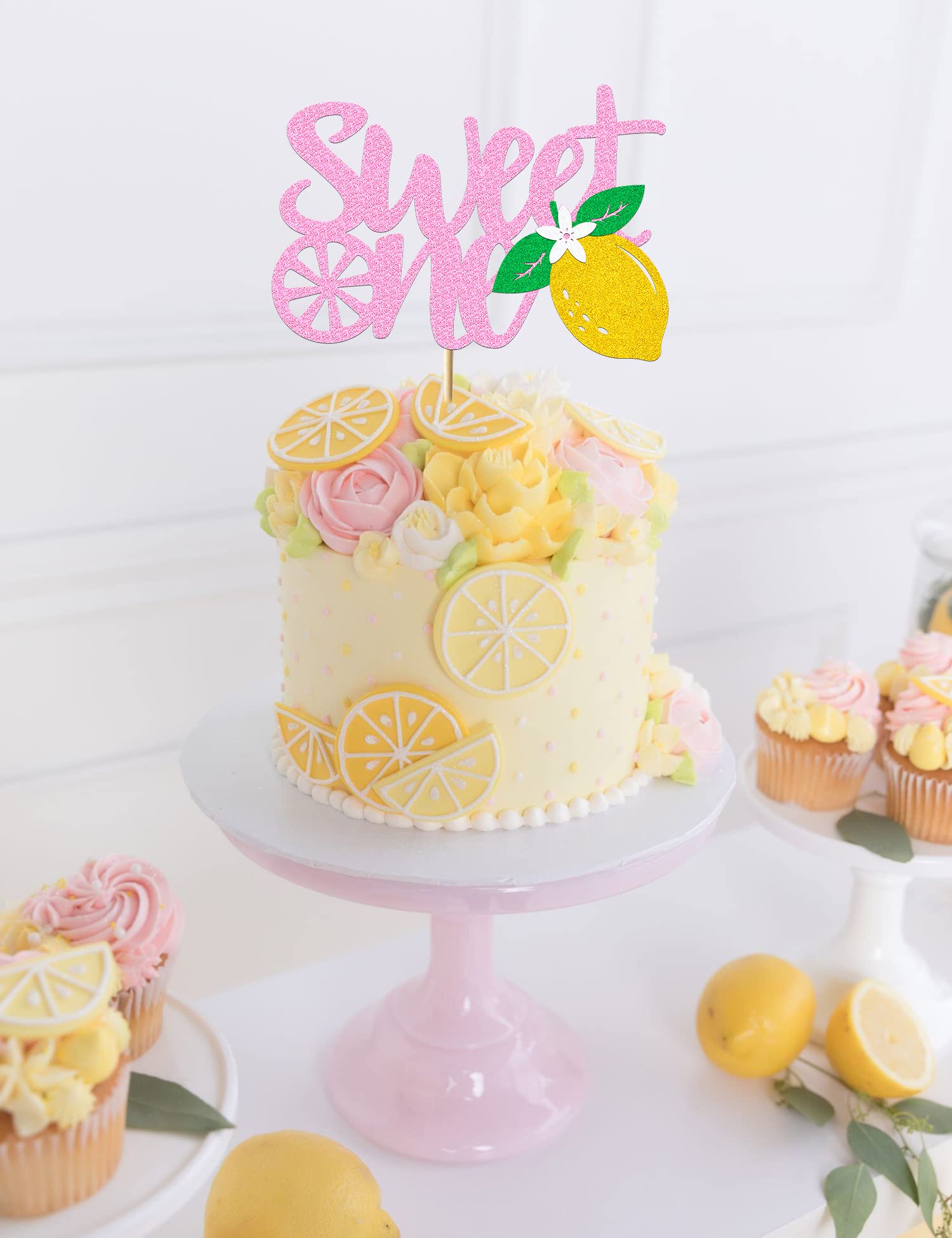 Lemon Sweet One AJH3 Cake Topper Lemon One Cake Decorations Glitter ...