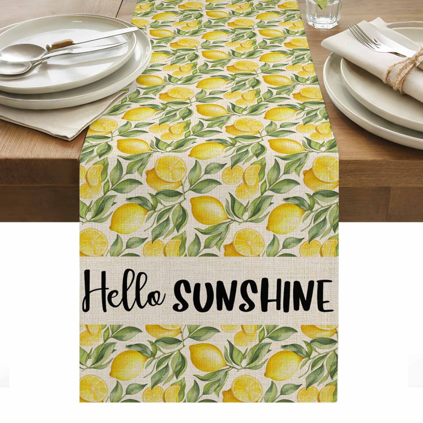 Lemon Table Runner - 70 Inch Long, Kitchen Dining Table Runner Dresser ...