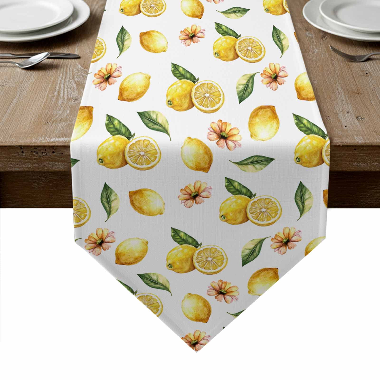 Lemon Table Runner Linen Burlap Table Runner 72 Inches Long Yellow ...