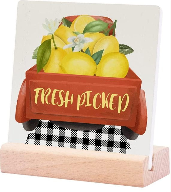 Lemon Table Sign Plaque Fresh Picked Truck and Lemon Tabletop Sign Desk ...