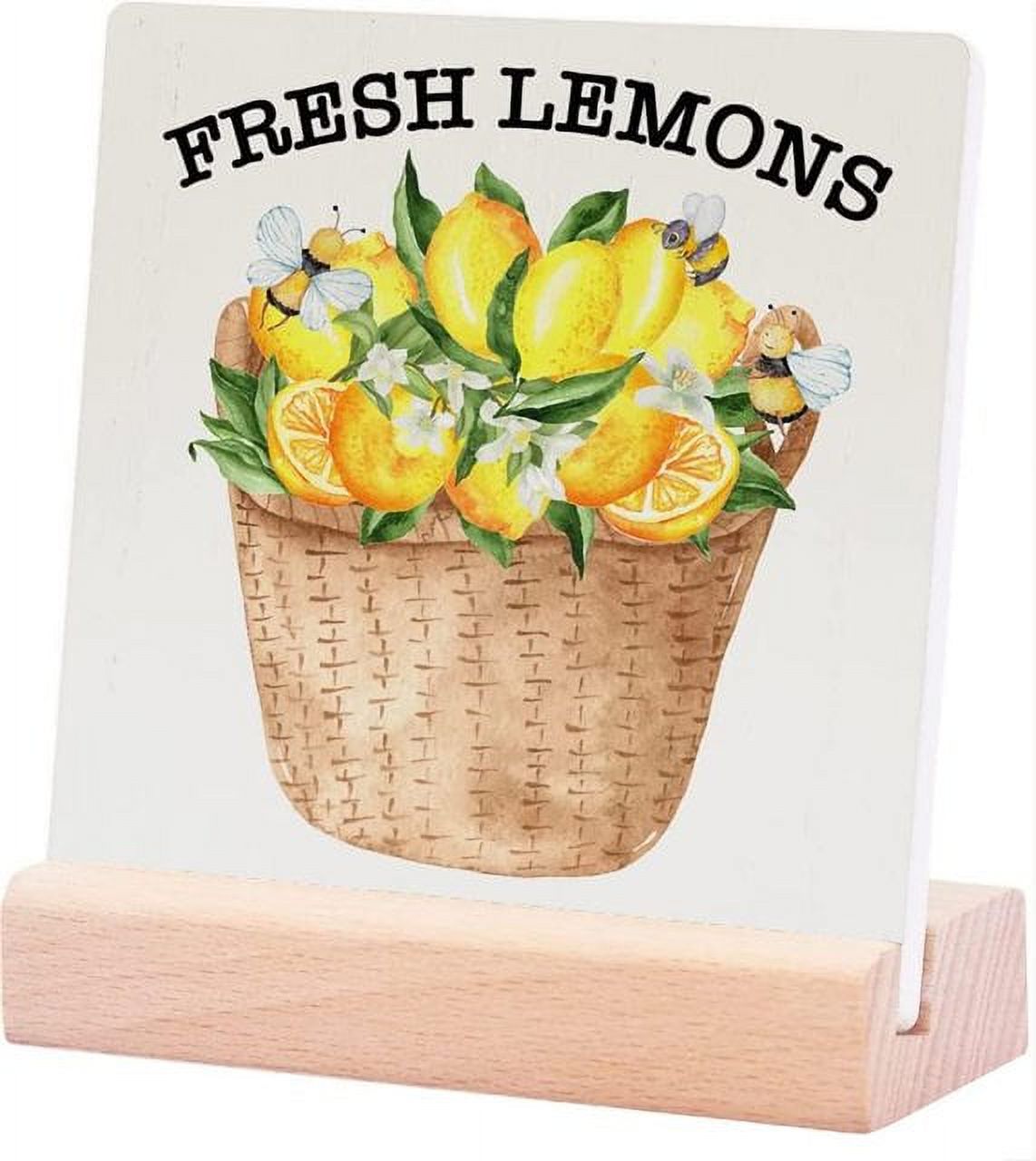 Lemon Table Sign Plaque Lemons Tabletop Sign Desk Sign with Solid Wood ...