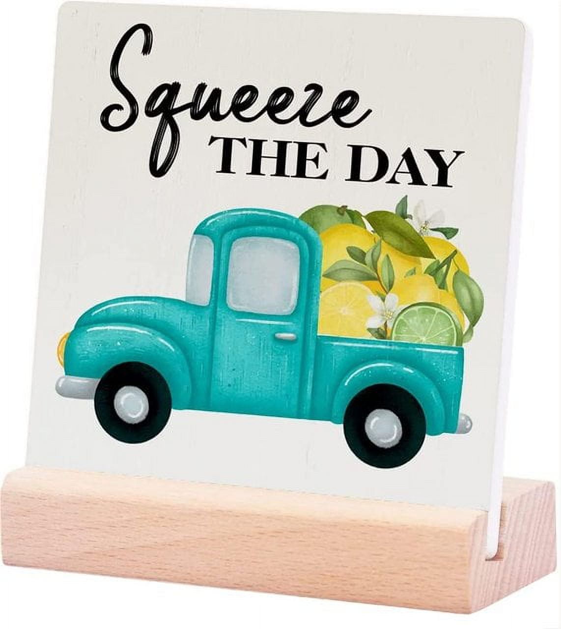Lemon Table Sign Plaque Squeeze The Day Lemon Truck Tabletop Sign Desk ...