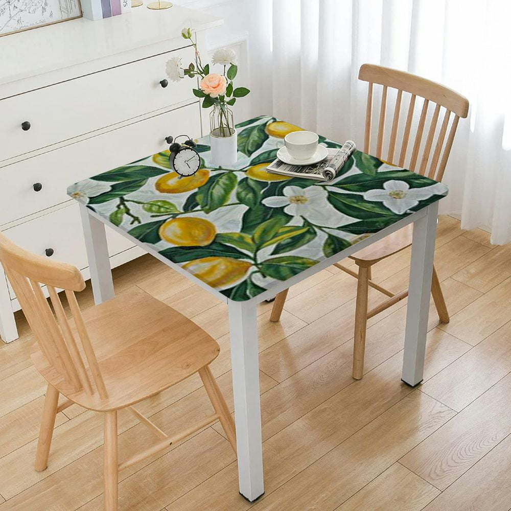 Lemon Tablecloth with Elastic Edge, Summer Watercolor Lemon Waterproof ...