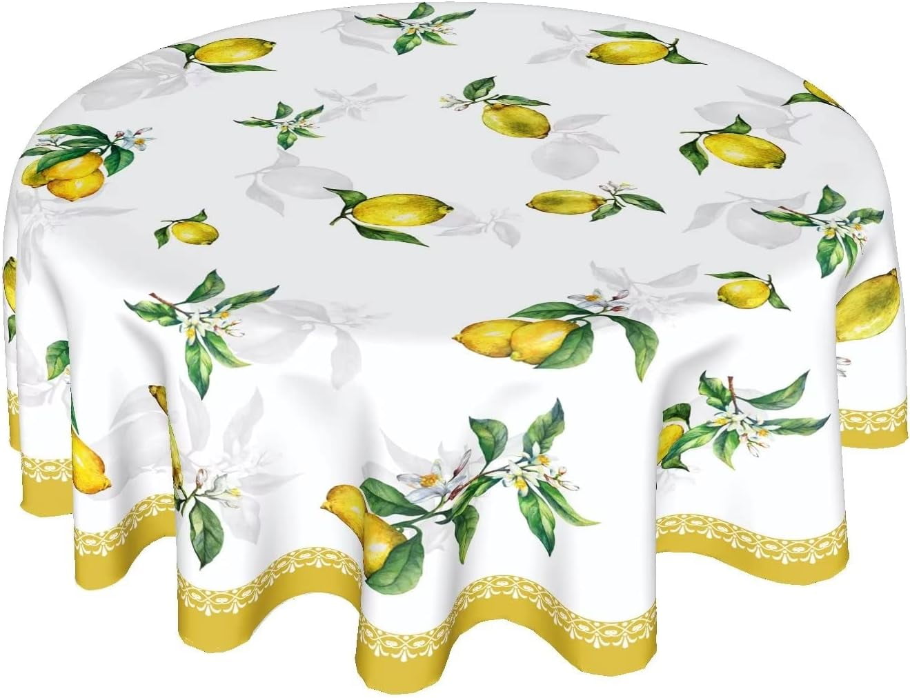 Lemon Tablecloth Round 60 Inch Yellow Lemonade Table Cloths Polyester ...