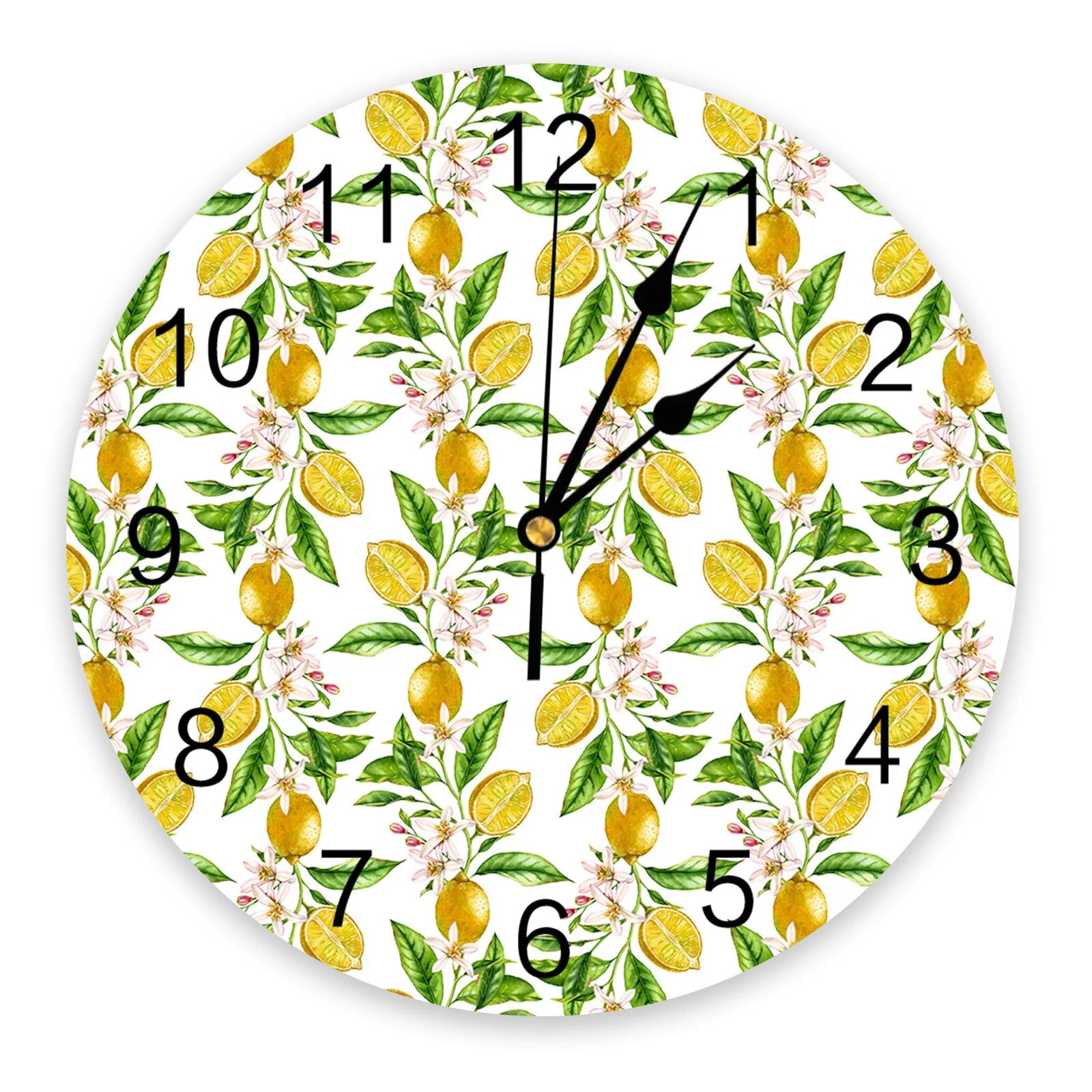 Lemon Texture Watercolor Art PVC Wall Clock Modern Design Living Room ...