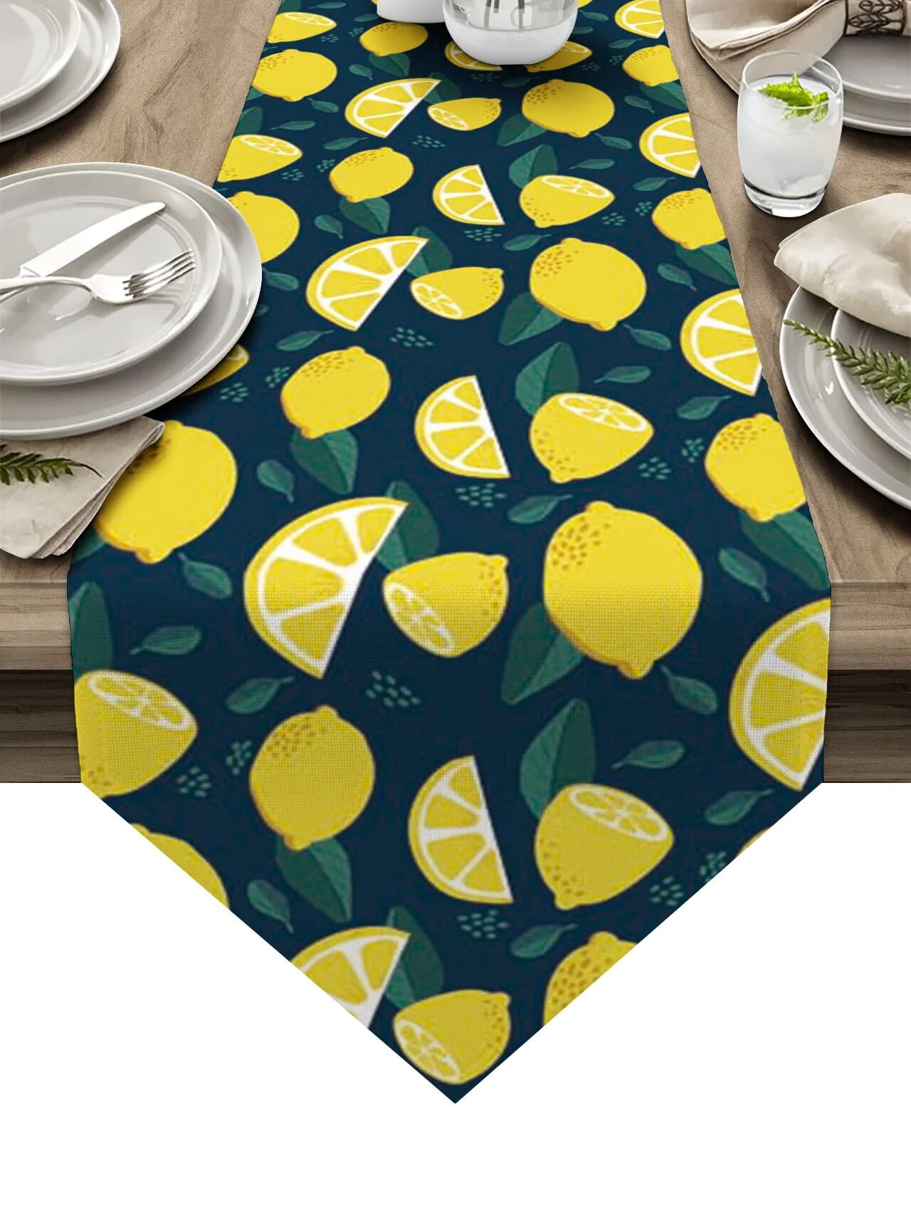 Lemon Texture Watercolor Art Table Runners for Wedding Party Decoration ...