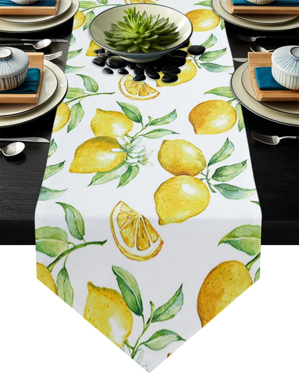 Lemon Texture Watercolor Art Table Runners for Wedding Party Decoration ...