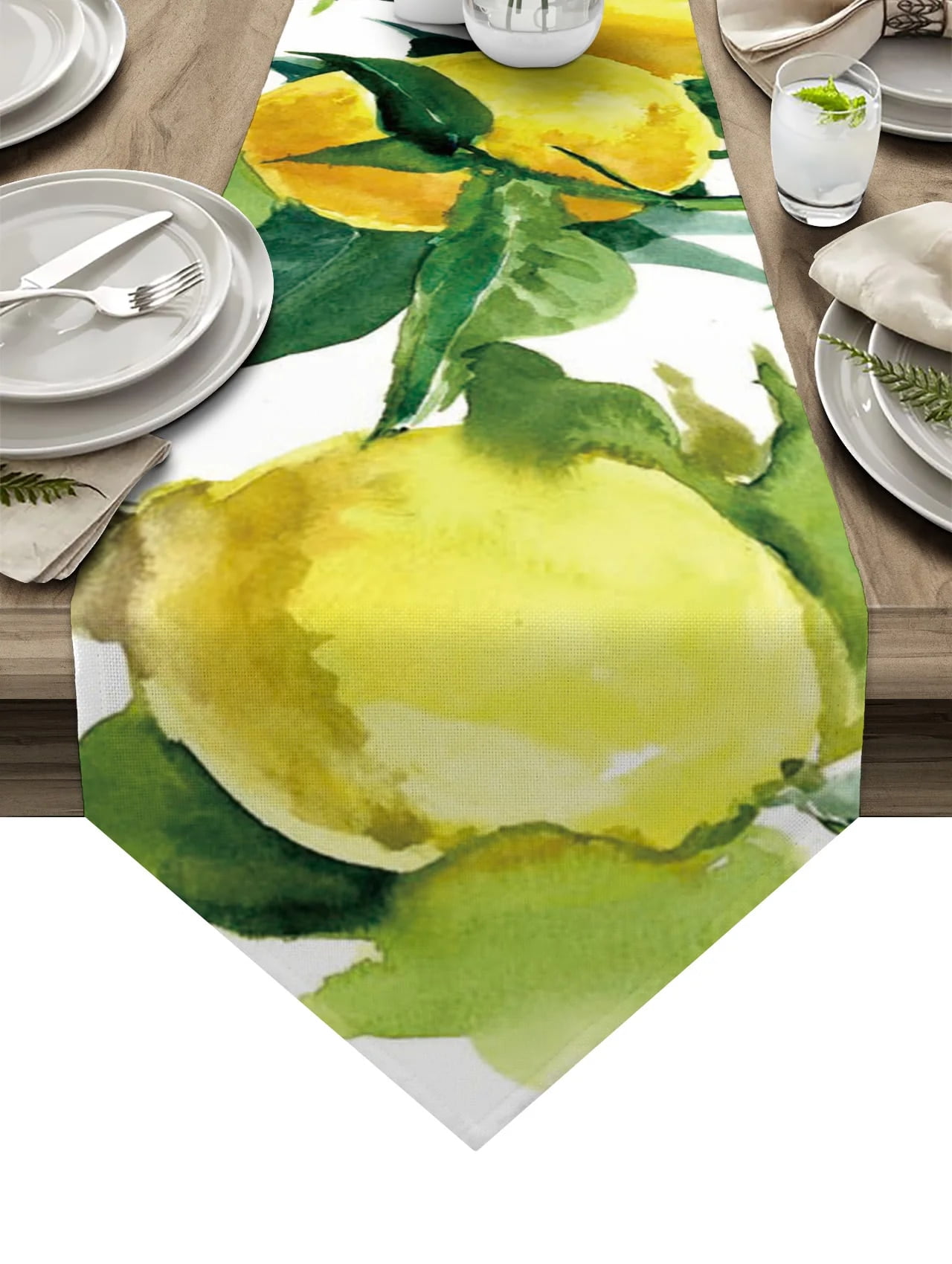 Lemon Texture Watercolor Art Table Runners for Wedding Party Decoration ...