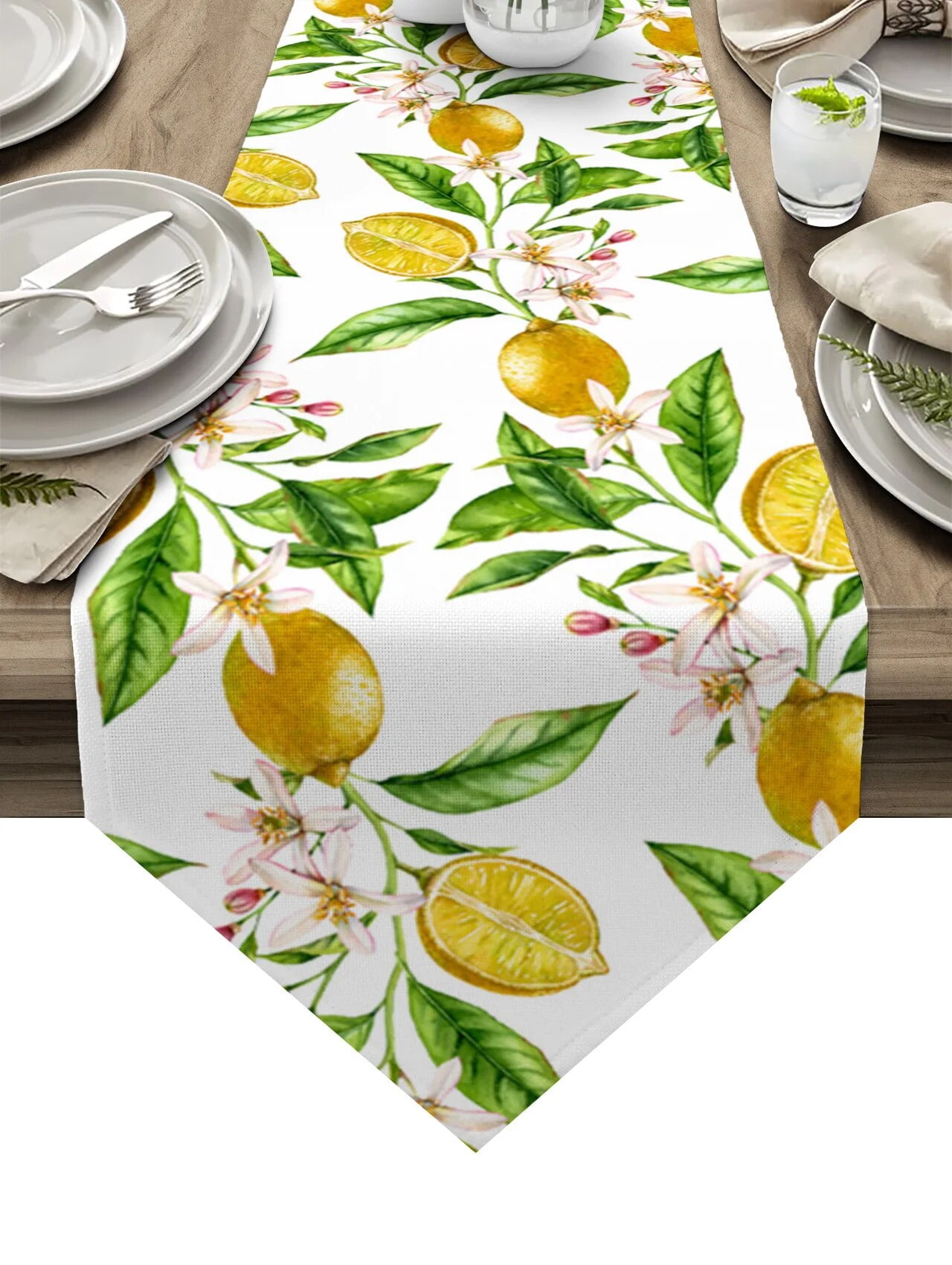Lemon Texture Watercolor Art Table Runners for Wedding Party Decoration ...