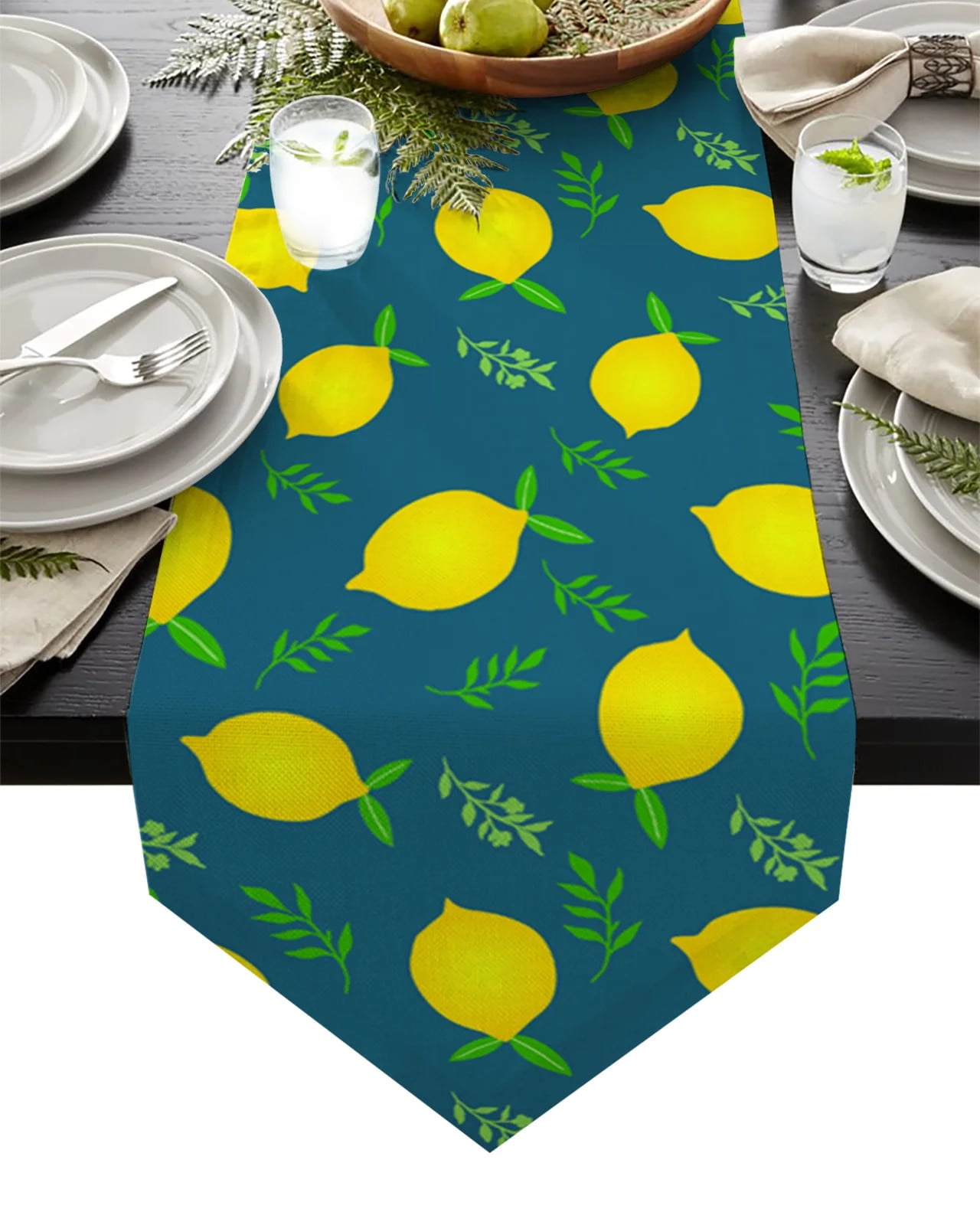 Lemon Texture Watercolor Art Table Runners for Wedding Party Decoration ...