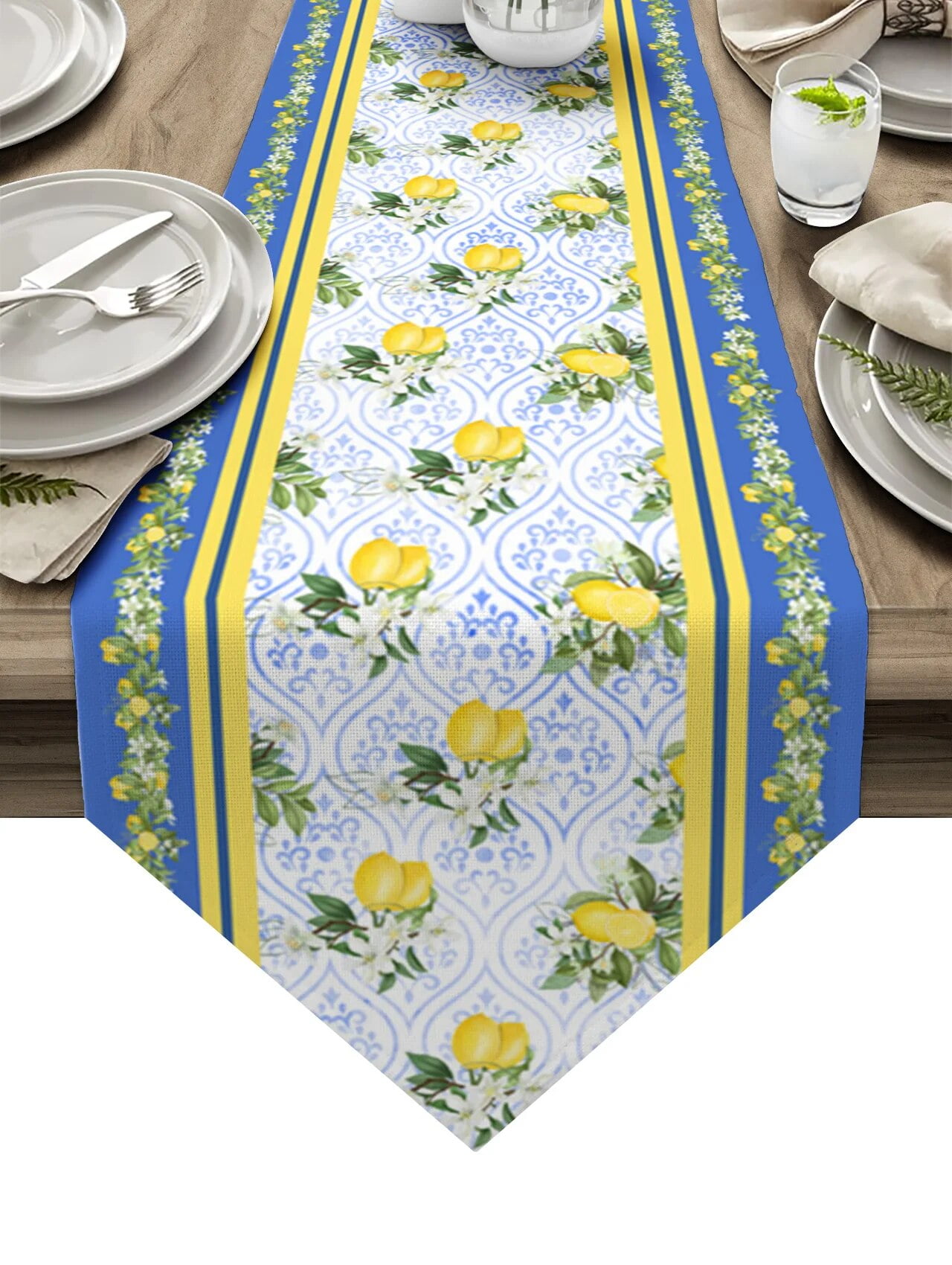 Lemon Texture Watercolor Art Table Runners for Wedding Party Decoration ...