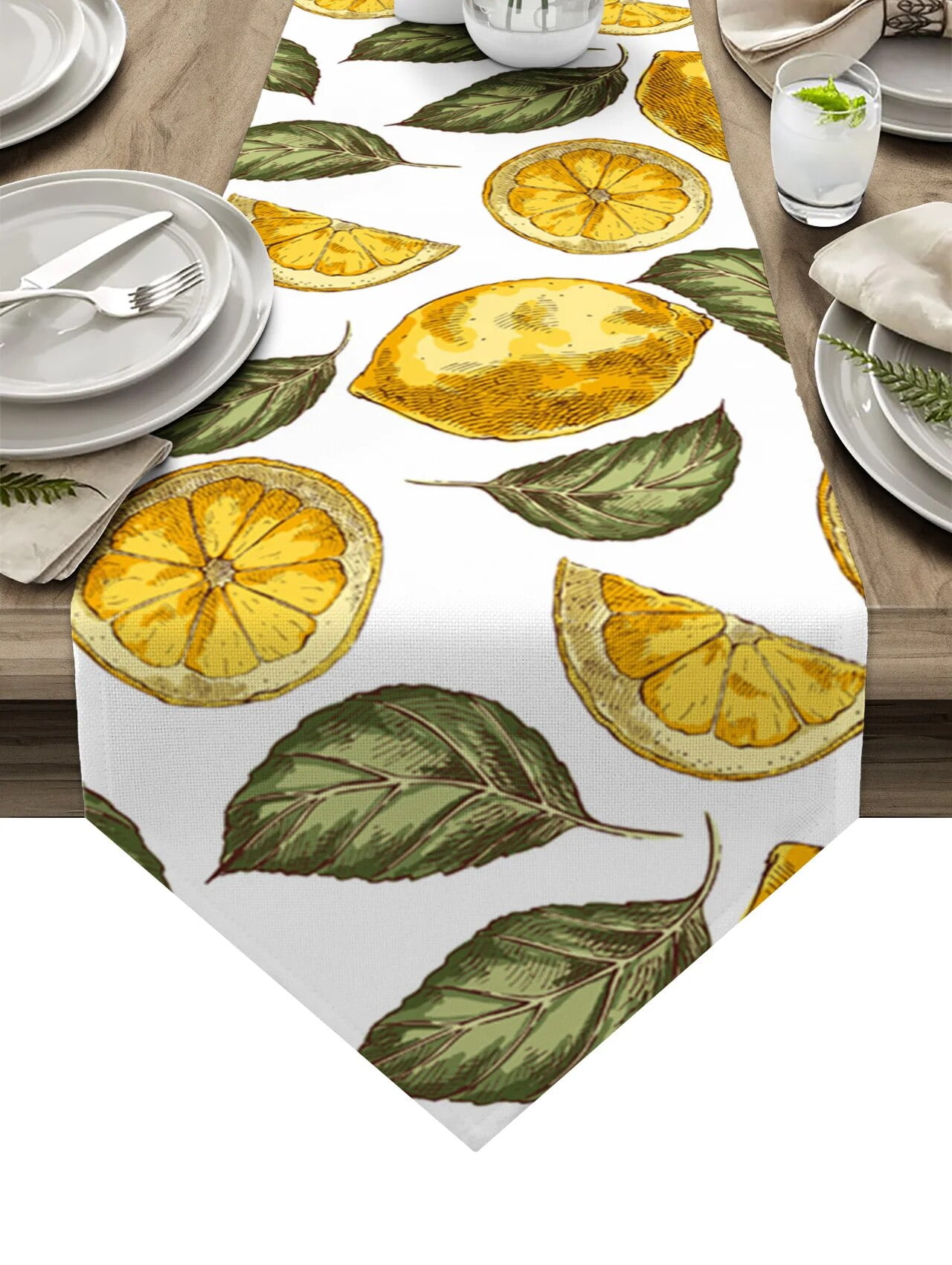 Lemon Texture Watercolor Art Table Runners for Wedding Party Decoration ...