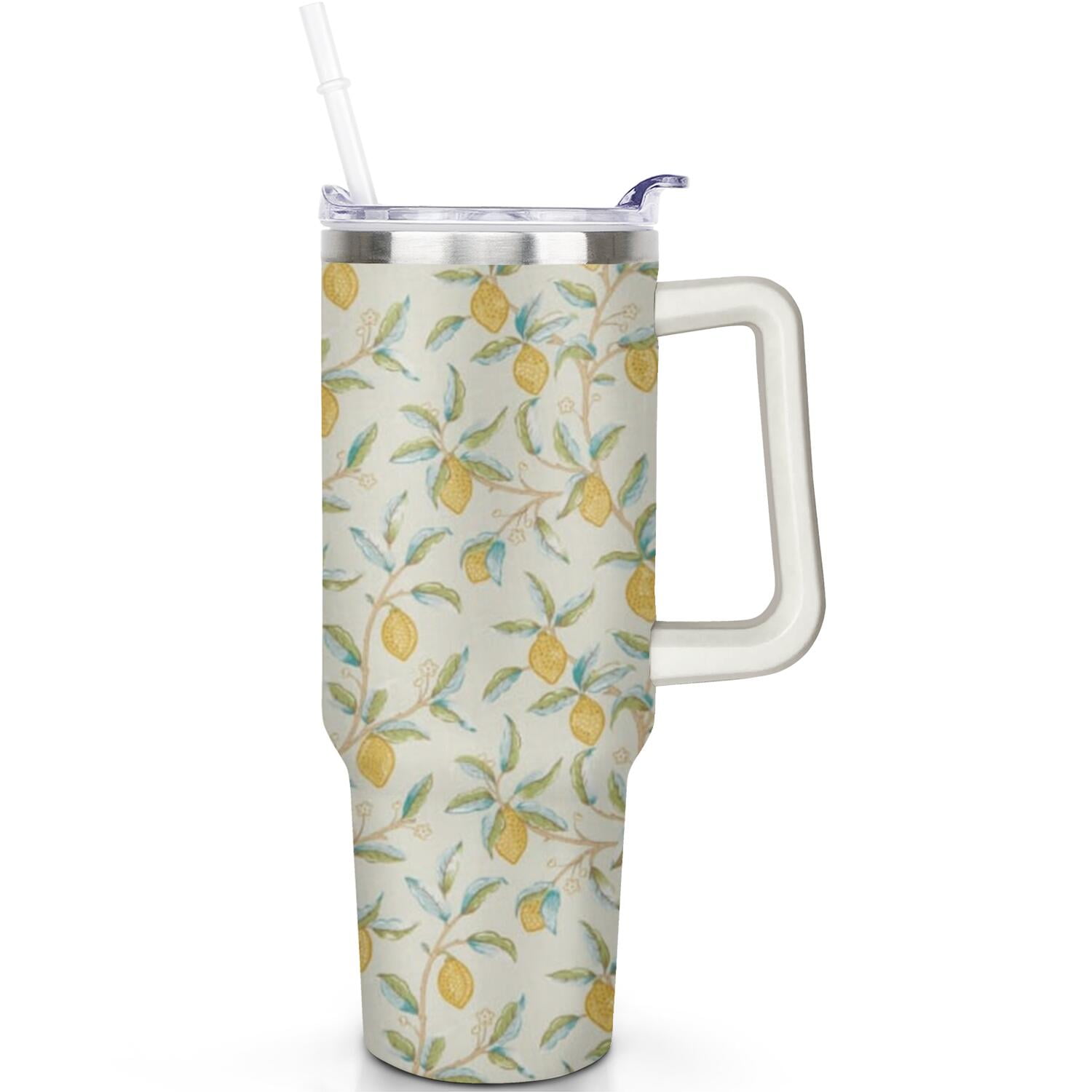 Lemon Theme 40oz Tumbler with Handle 40 oz Lemon Tumbler Spill Proof ...