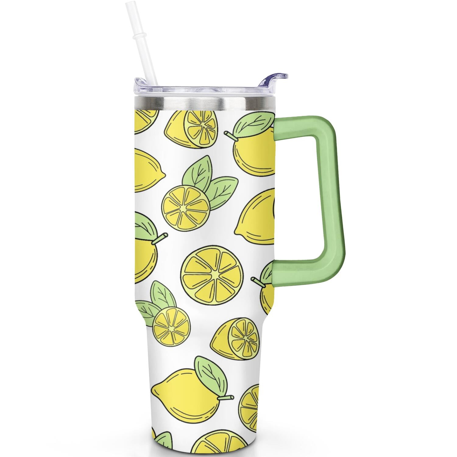 Lemon Theme 40oz Tumbler with Straw 40 oz Lemon Tumbler with Handle ...