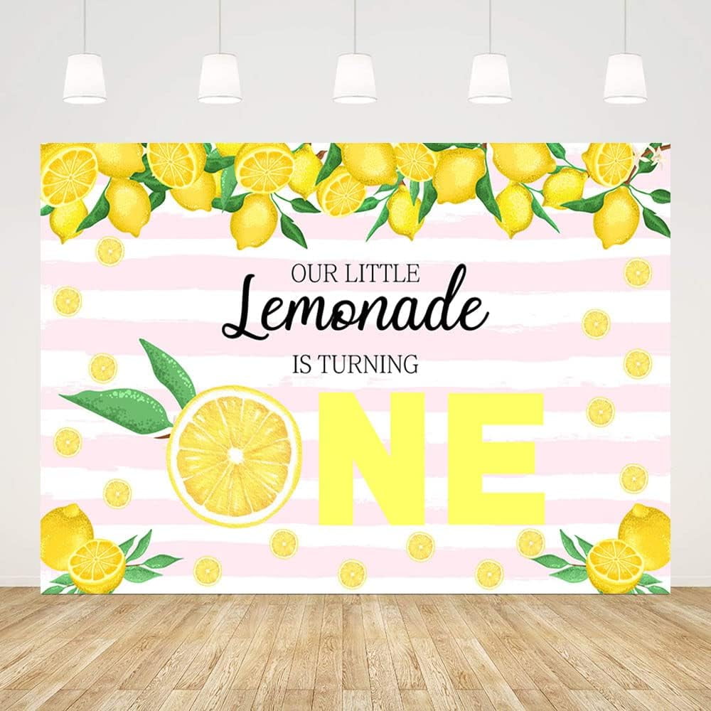 Lemon Theme Birthday Backdrop for Girls Our Little Lemonade is Turning ...